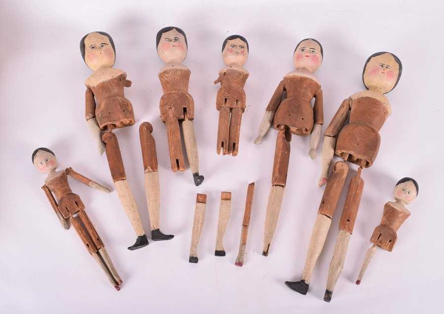 Lot 320 - A group seven 19th century Dutch 'peg' toy