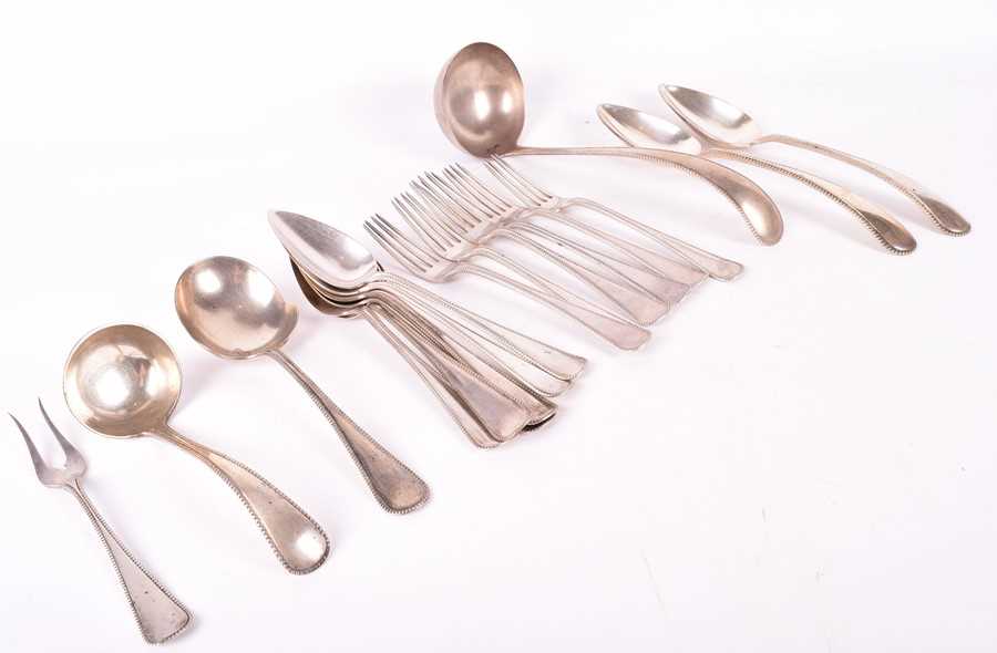 Lot 428 - A part canteen of beaded Dutch silver