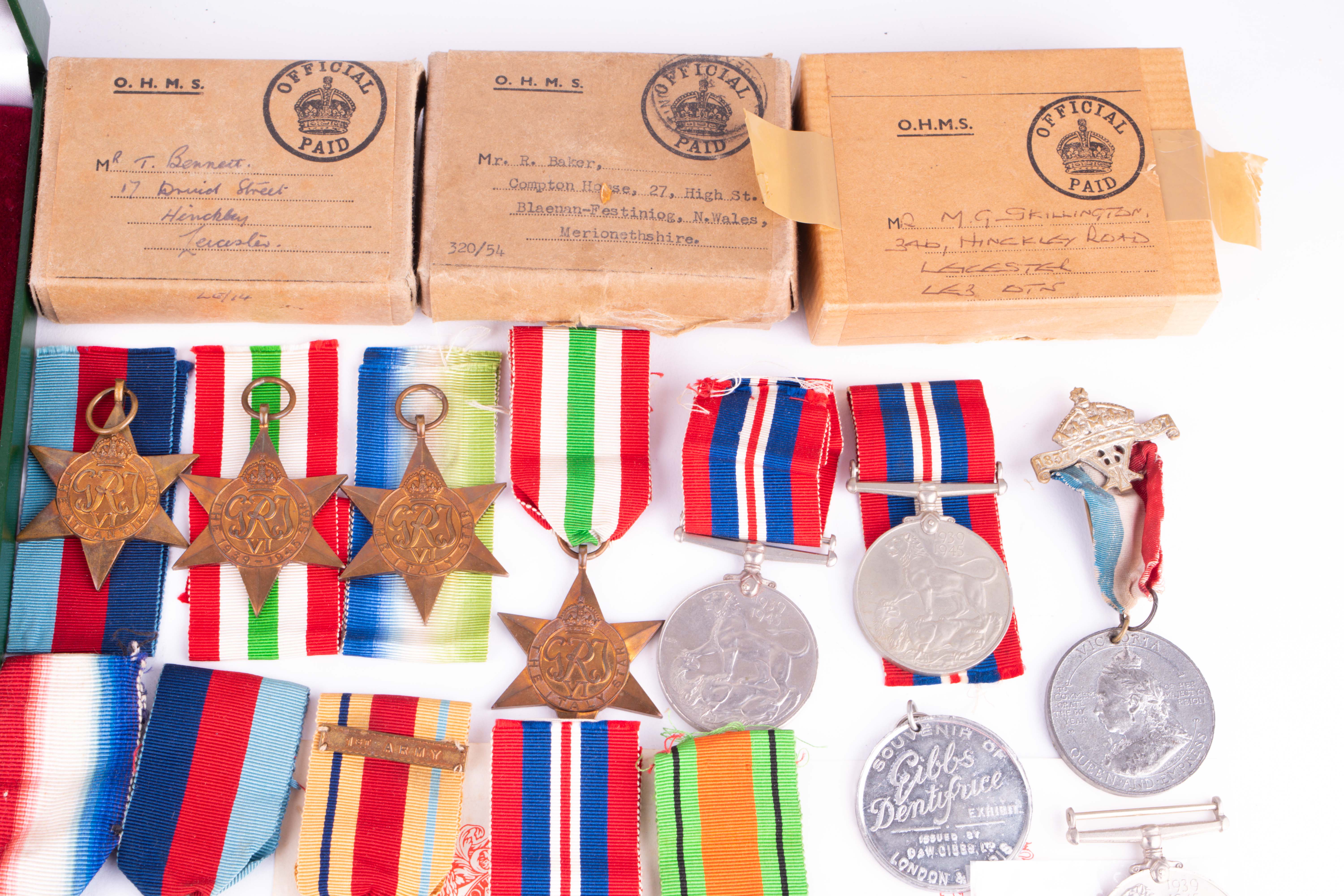 Lot 250 - A collection of WWII medals in original