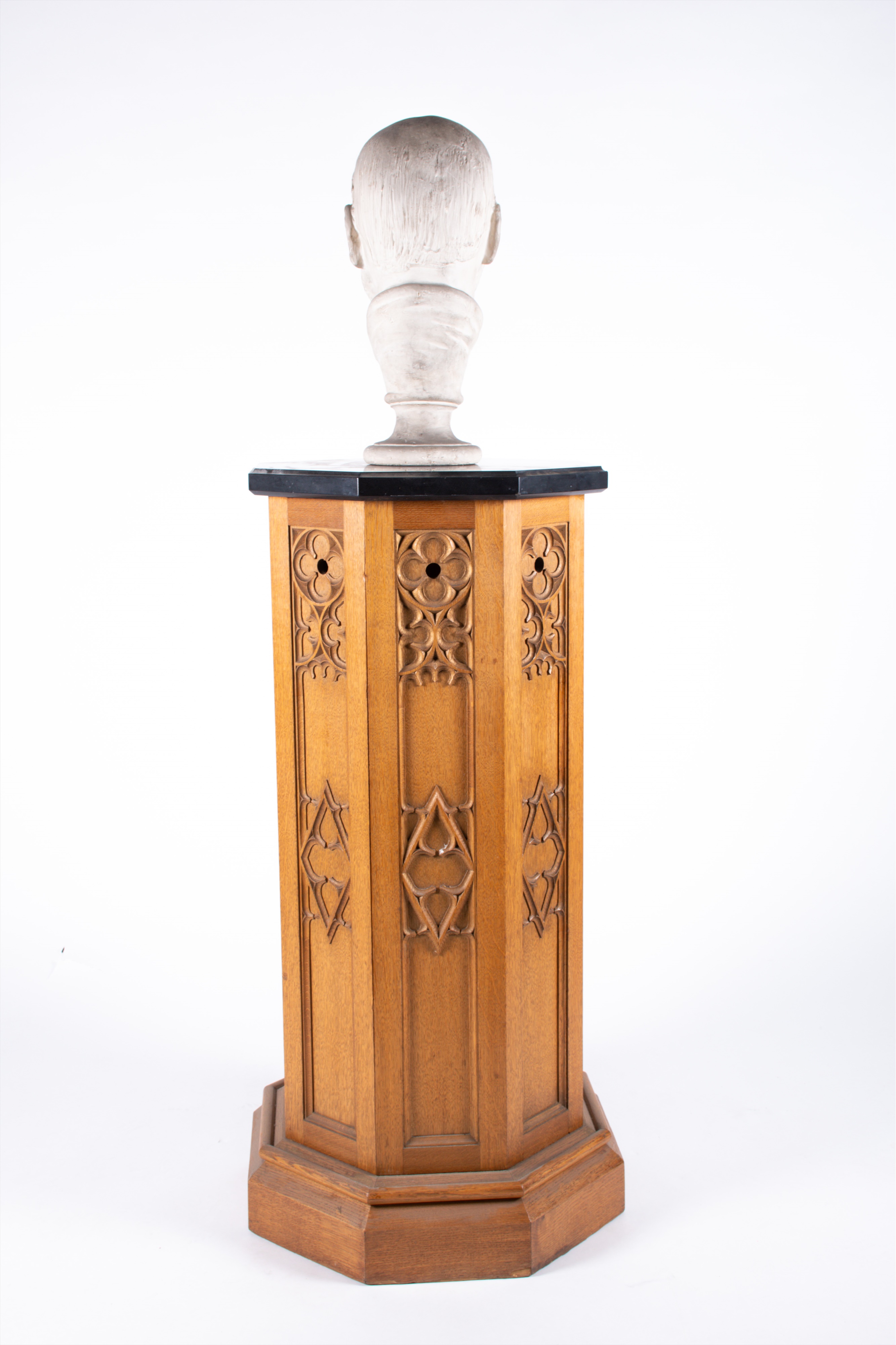 Lot 213 - A late Victorian Gothic revival oak plinth