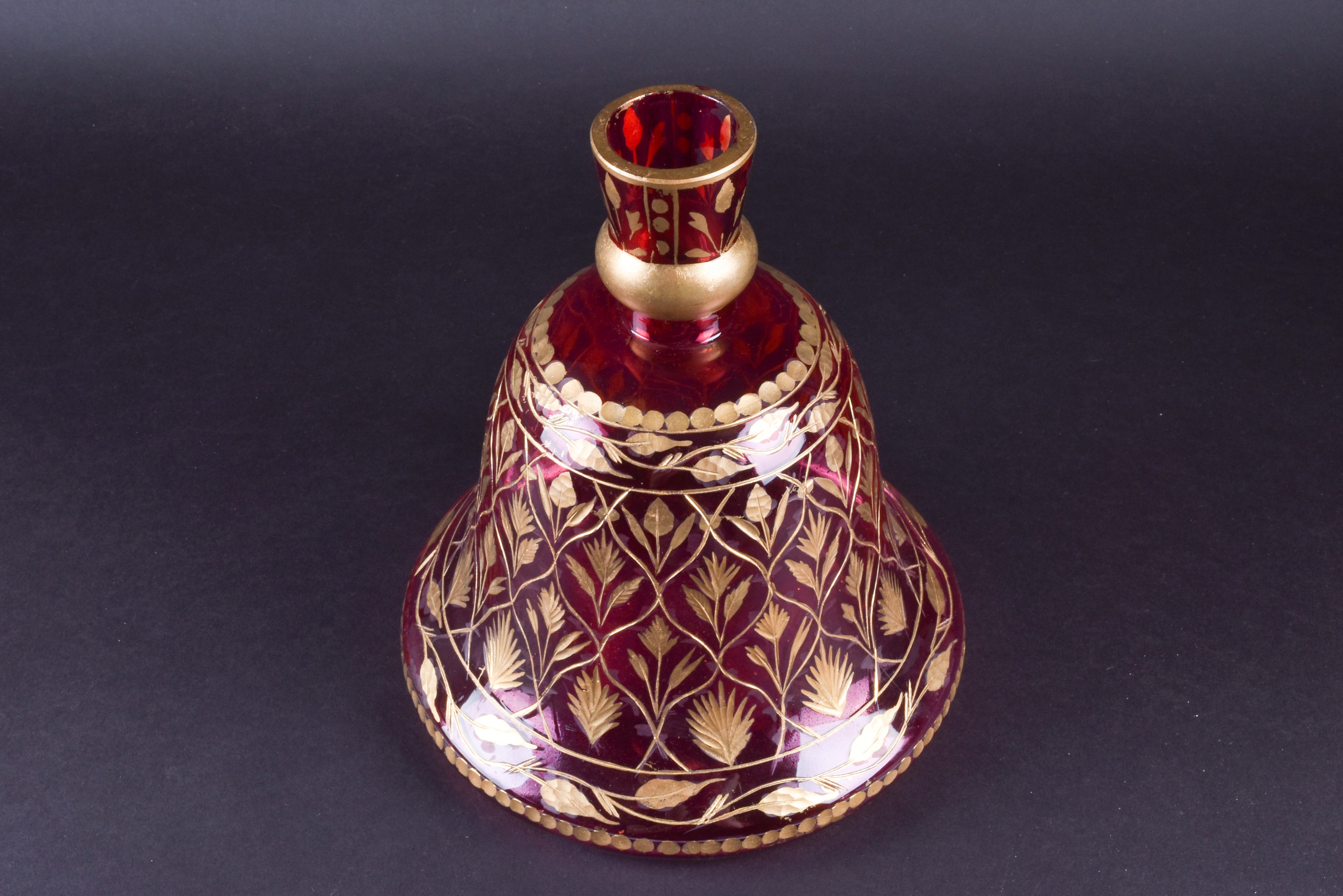 Lot 362 - A cranberry flash glass huqqa pipe bowl, the