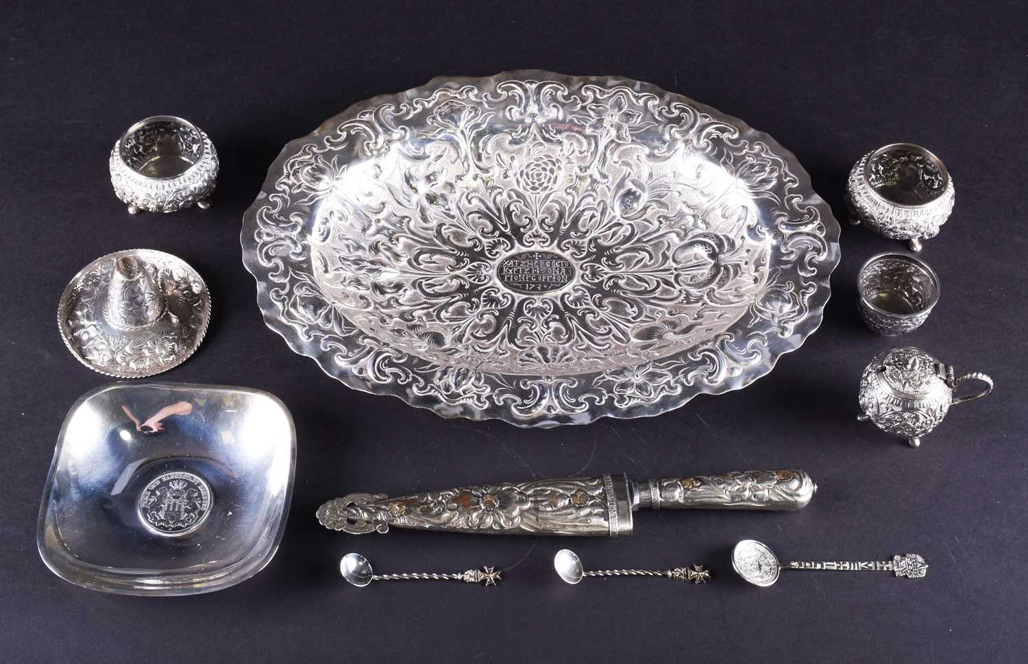 Lot 590 - A collection of continental silver and white