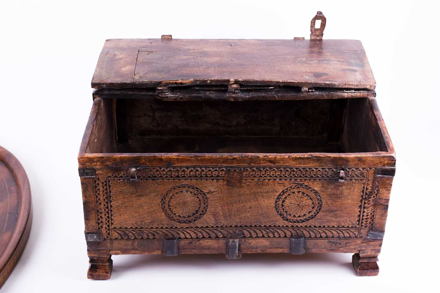 Lot 143 - An Indian dowry chest, with chip carved