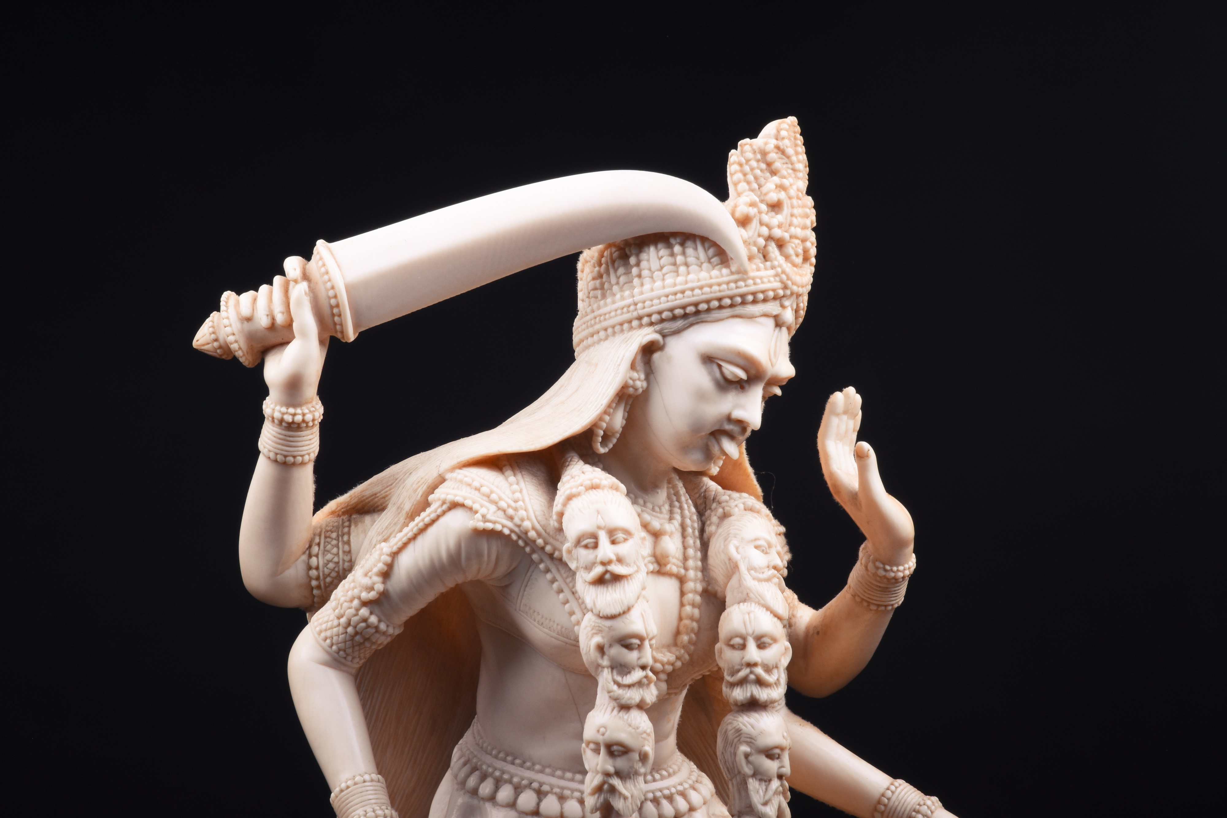Lot 288 - A superbly carved ivory figure of Kali, late