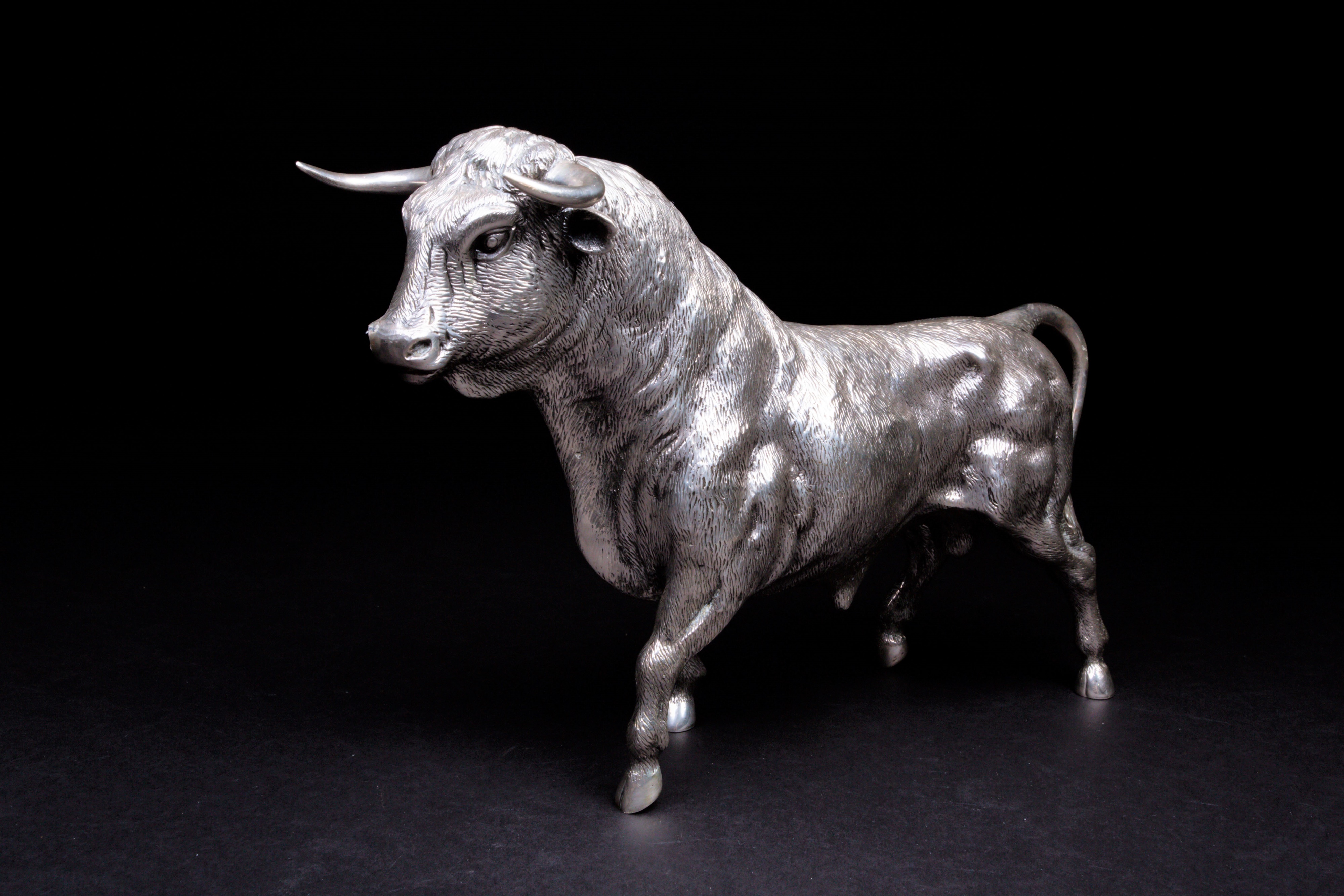 Lot 65 - A large Spanish silver bull, 20th century,