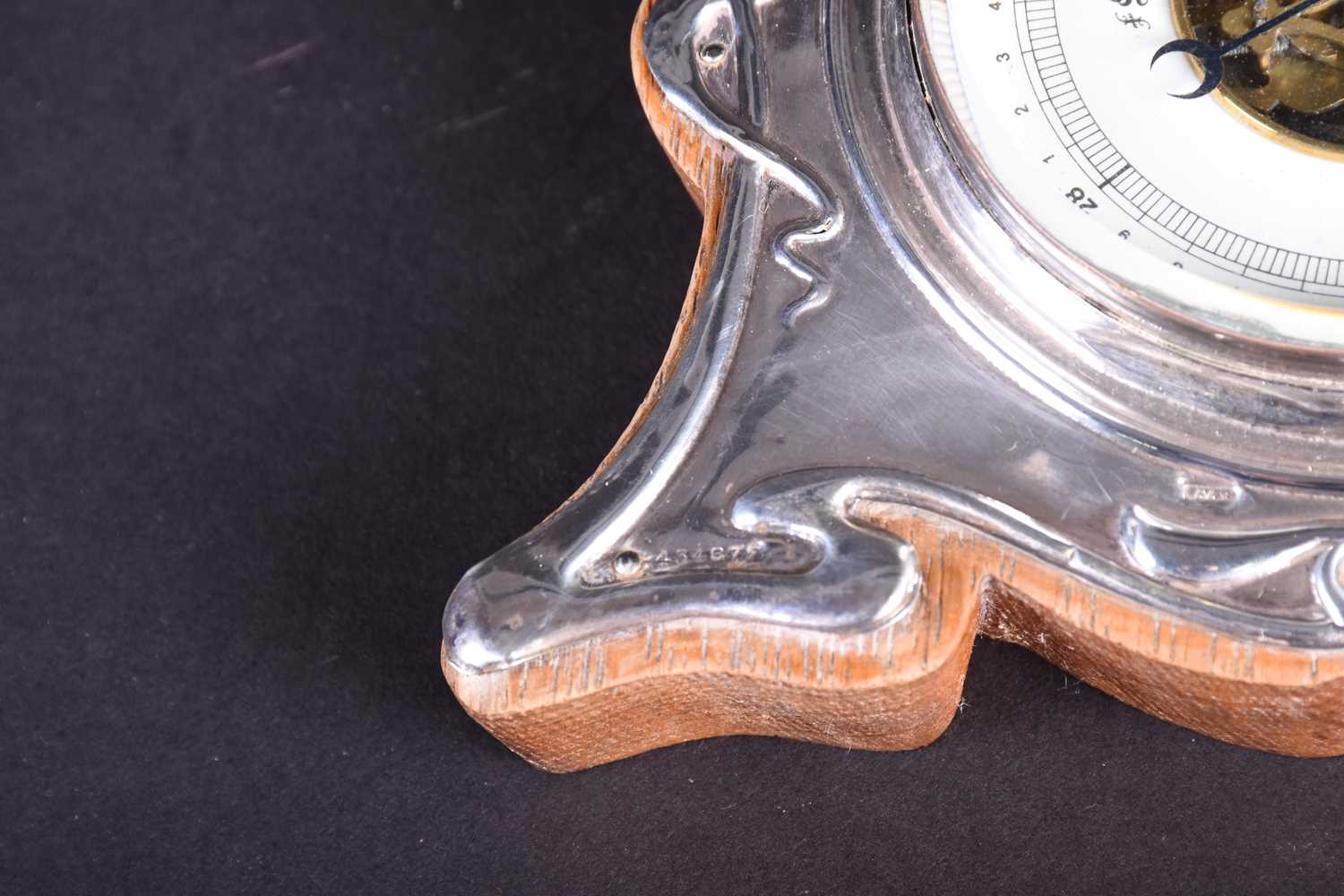 Lot 100 - An Edwardian silver mounted desk barometer,