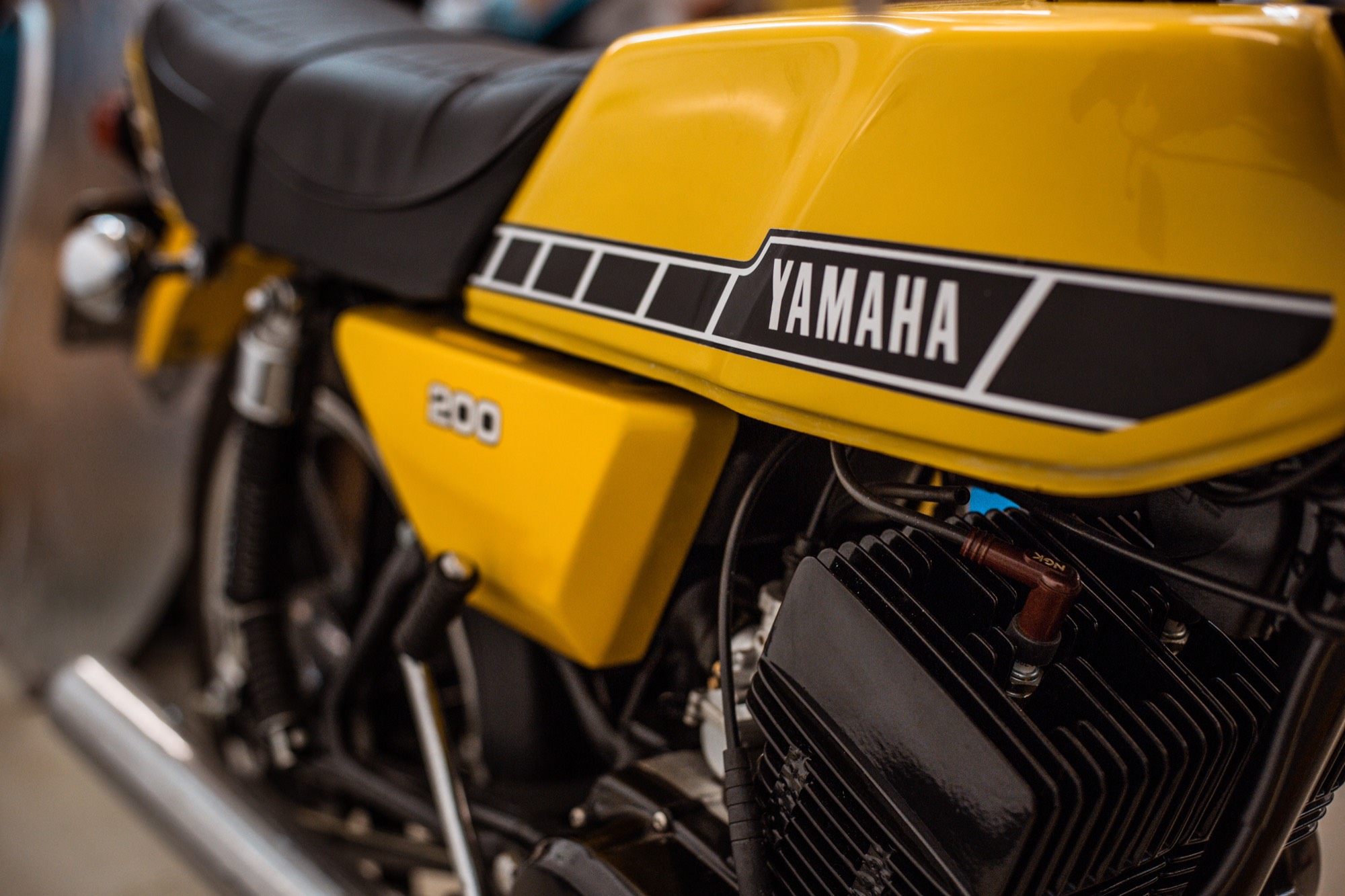 Lot 2 - A 1980 Yamaha RD200 200cc yellow motorcycle,