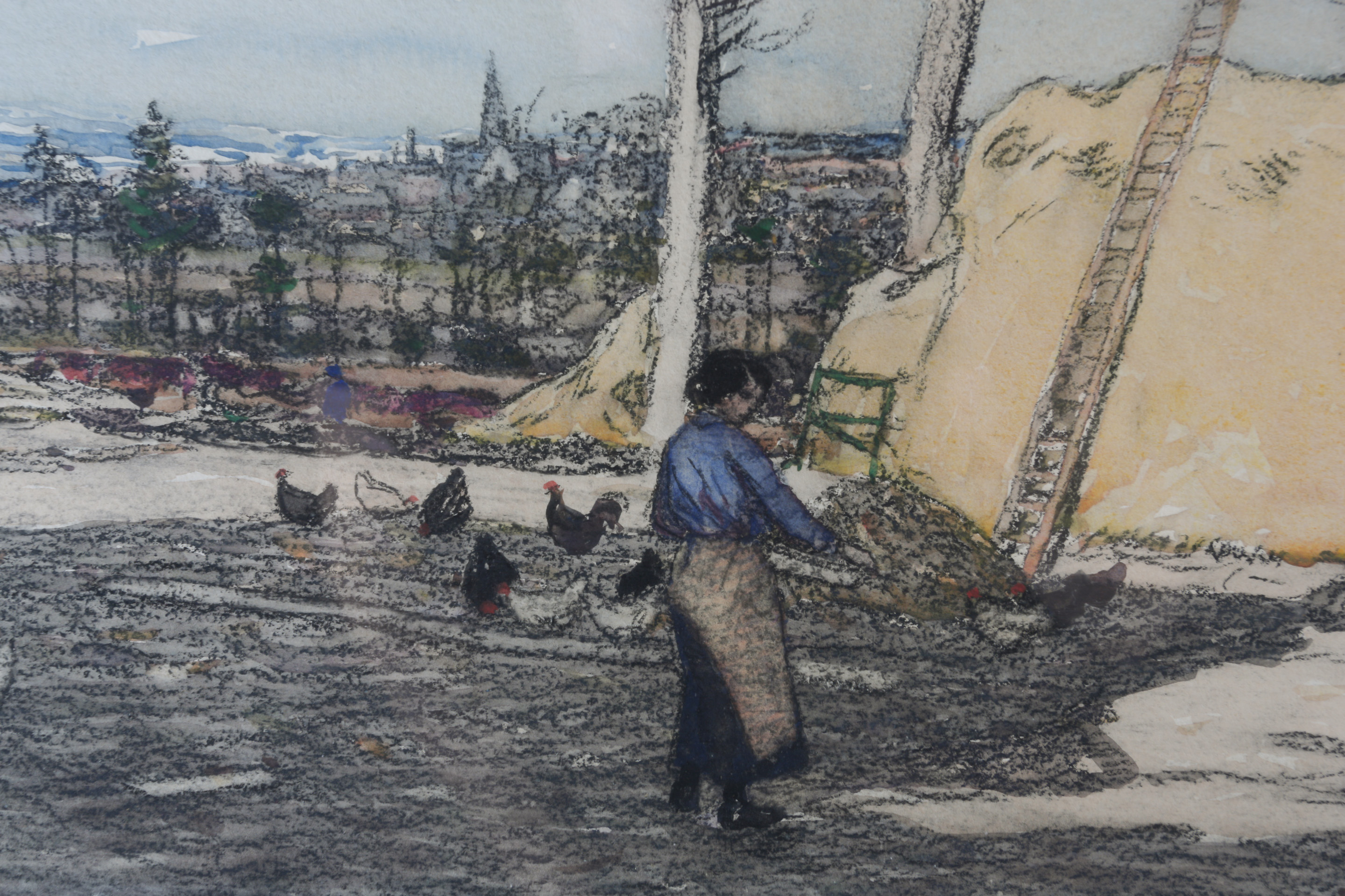 Lot 62 - George Houston (1869-1947), a farm landscape,