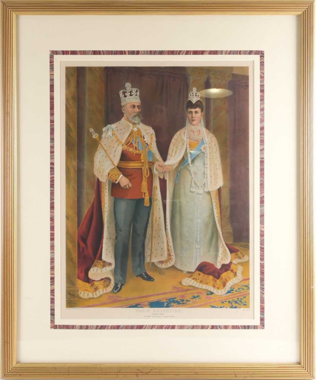 A framed print of King Edward VII and Queen Alexandra dating from June ...