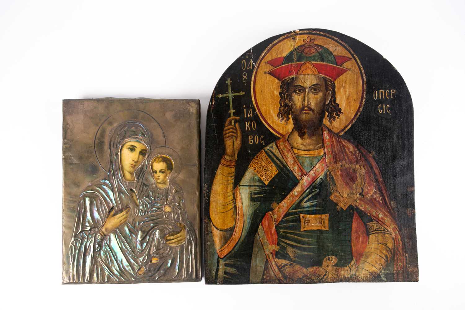 Lot 427 - A 19th century European icon with brass