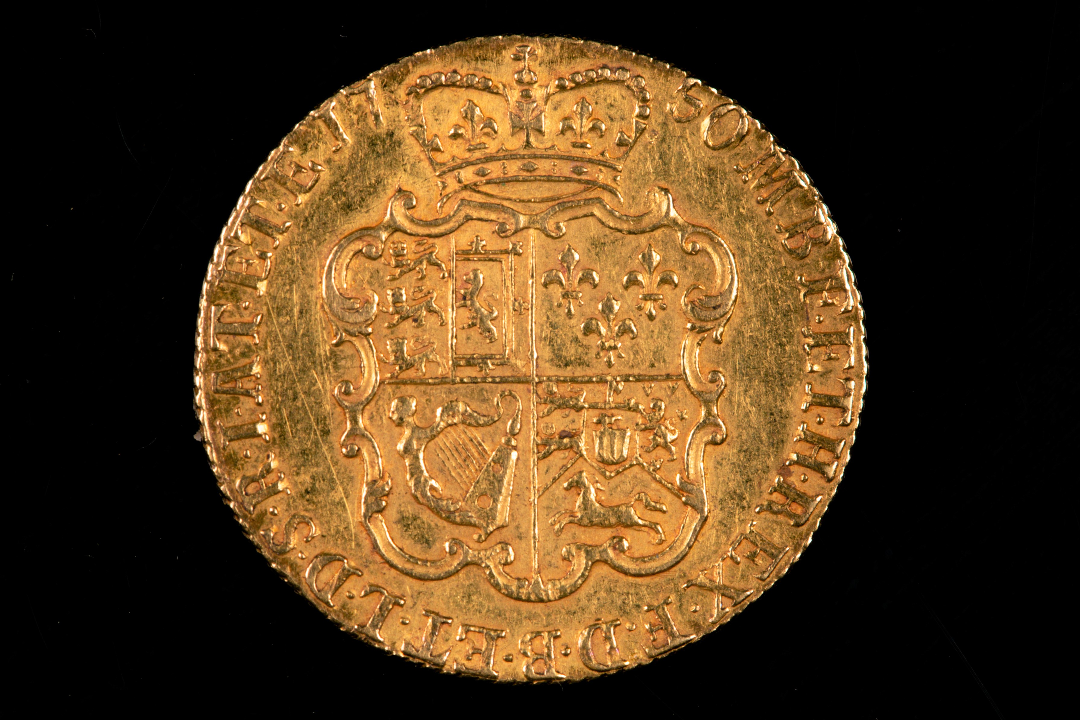 Lot 316 - British coins, George II, Guinea, 1750, old