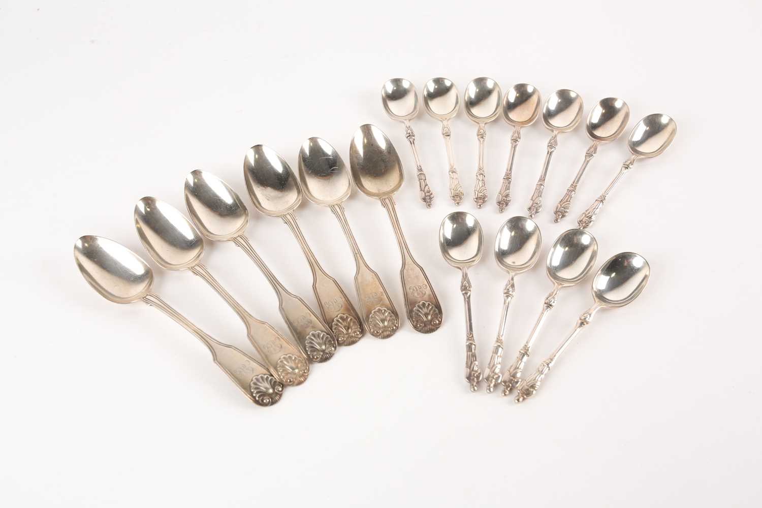 Lot 374 - A set of six George IV silver fiddle thread