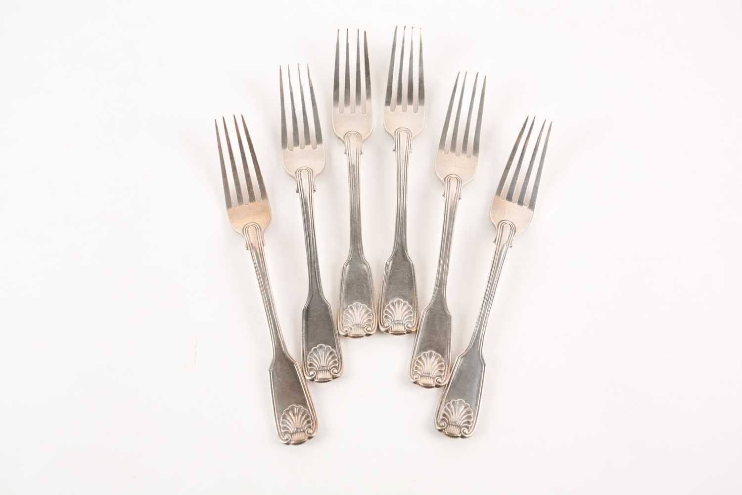 Lot 355 - A set of six Victorian cast silver "fiddle,