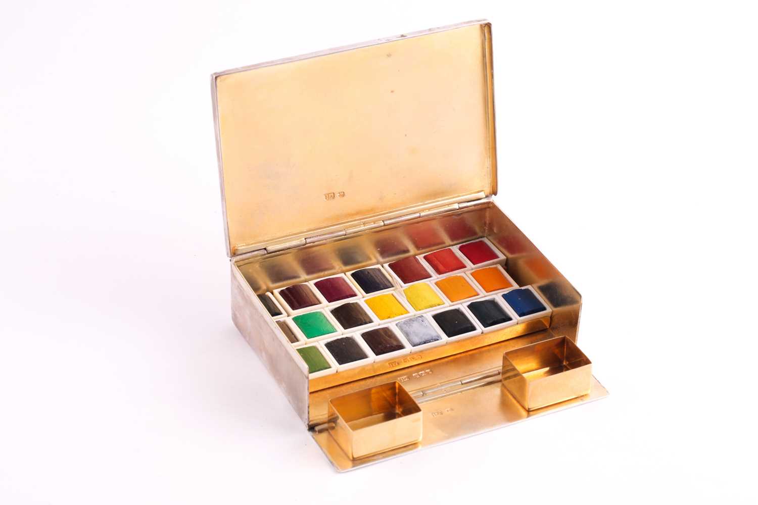 Lot 414 - An unusual silver paint box; rectangular