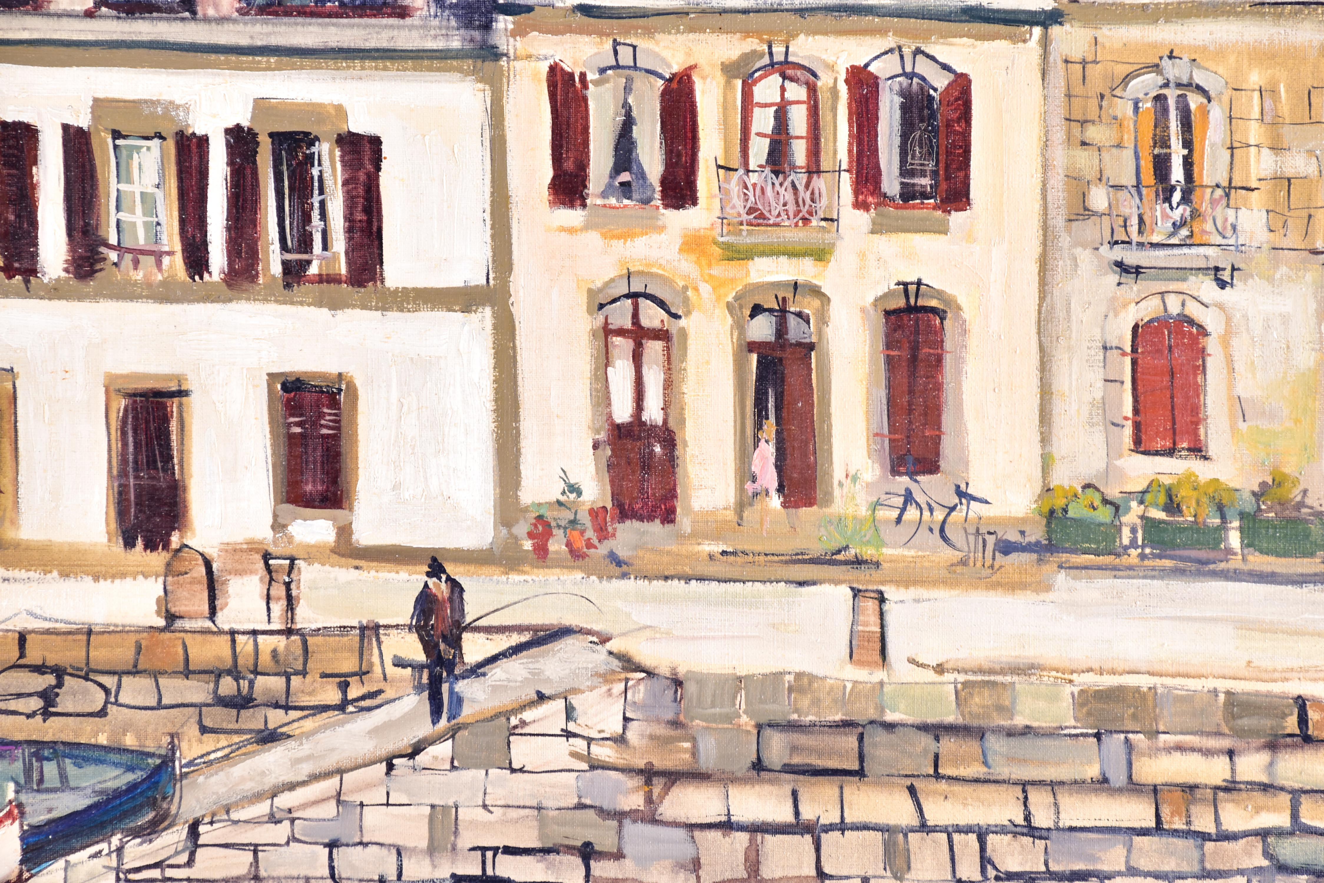 Lot 59 - Jeremy King (b. 1933), a French harbour, oil