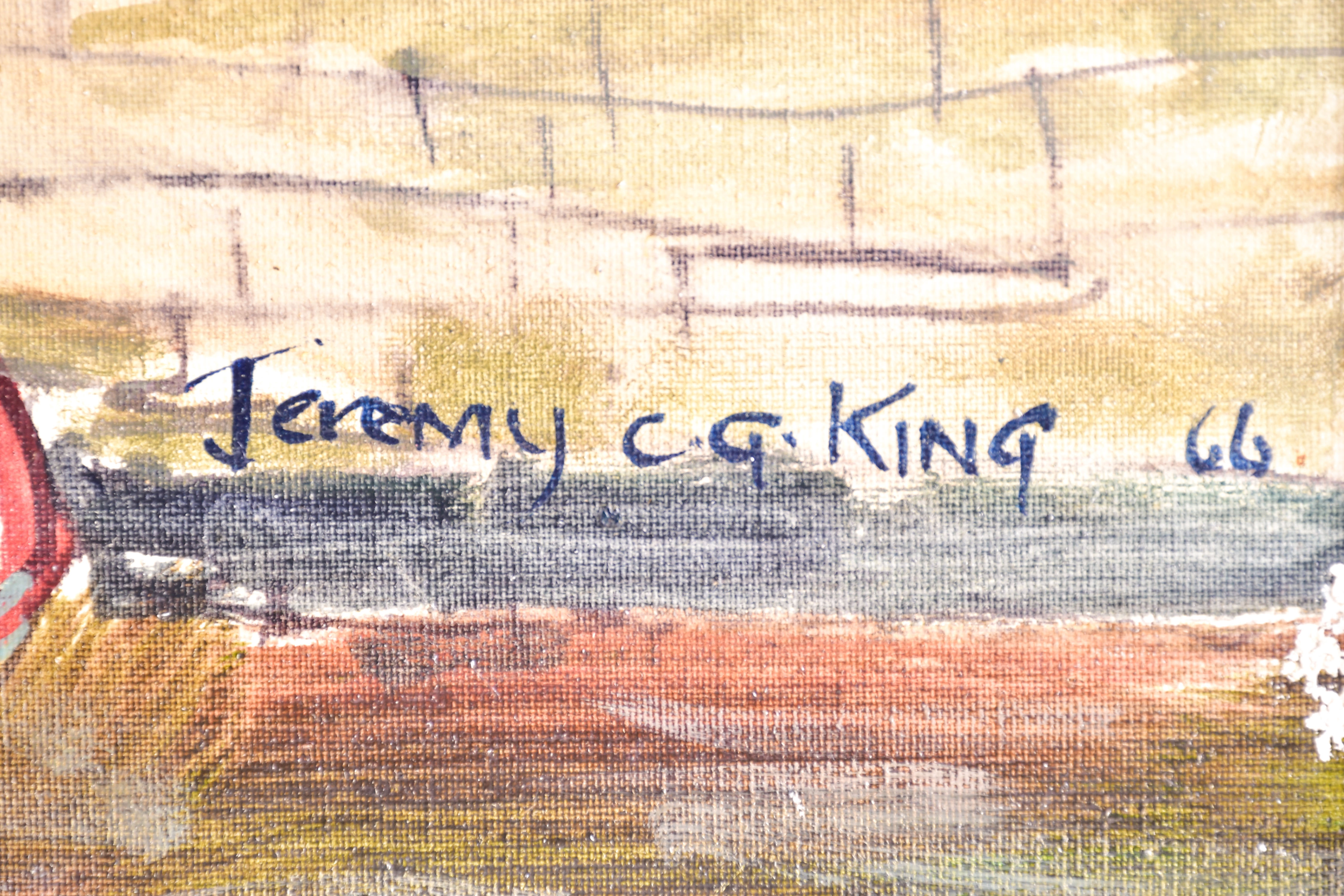 Lot 59 - Jeremy King (b. 1933), a French harbour, oil