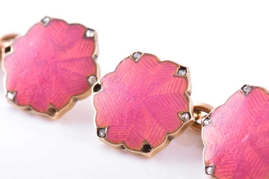 Lot 718 - Carl Faberge: A pair of diamond and pink