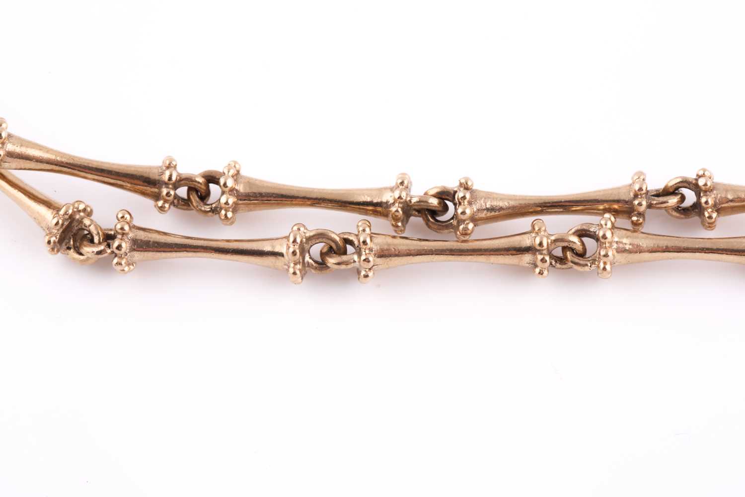 Lot 384 - A 9ct yellow gold bone-link chain necklace,