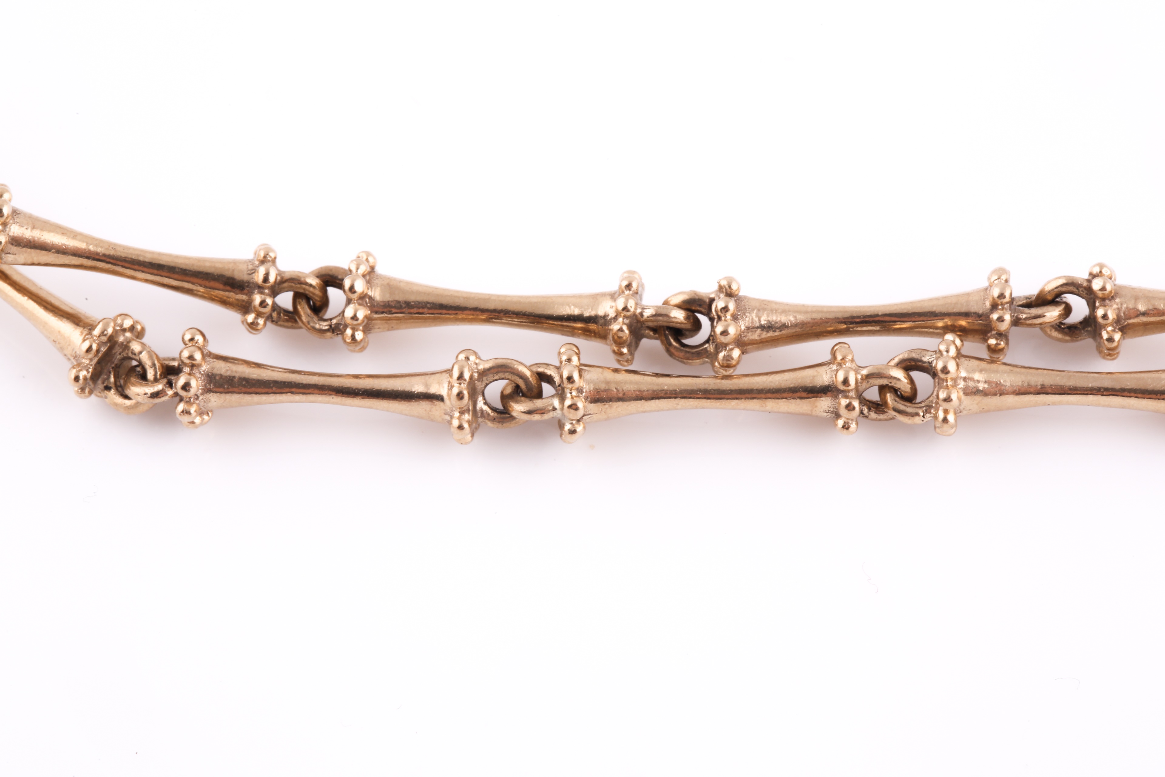 Lot 384 - A 9ct yellow gold bone-link chain necklace,