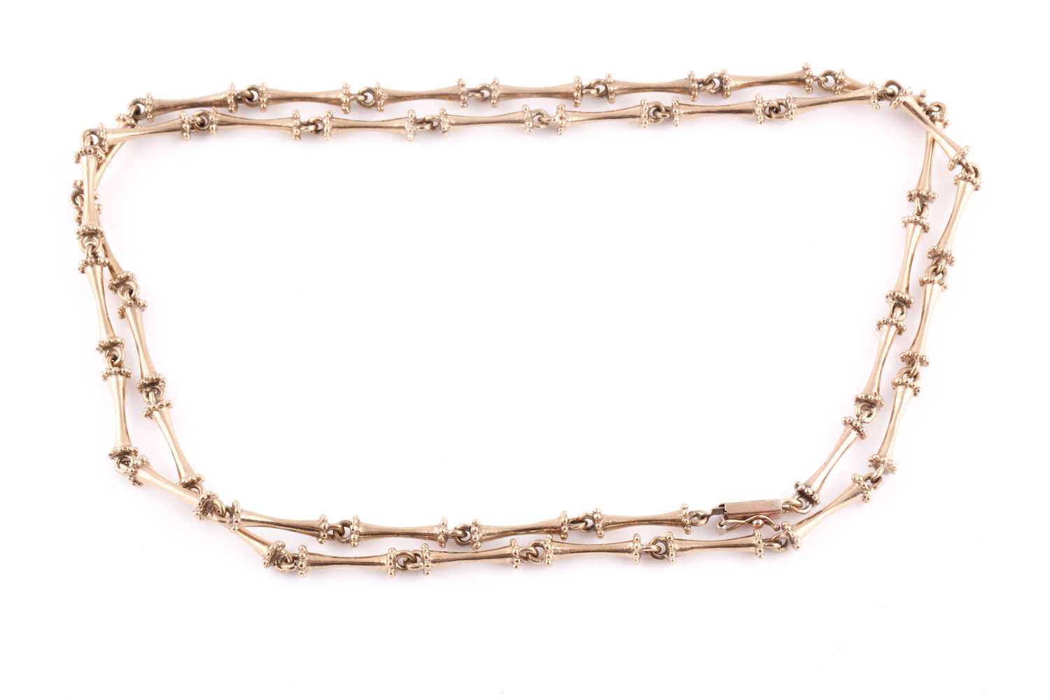 Lot 384 - A 9ct yellow gold bone-link chain necklace,