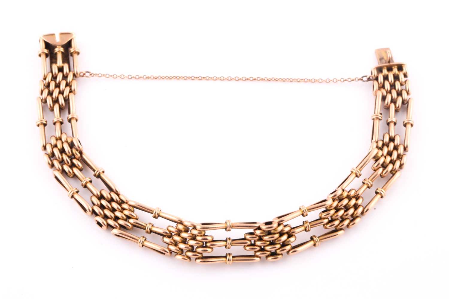 Lot 443 - A fancy gate link bracelet with concealed