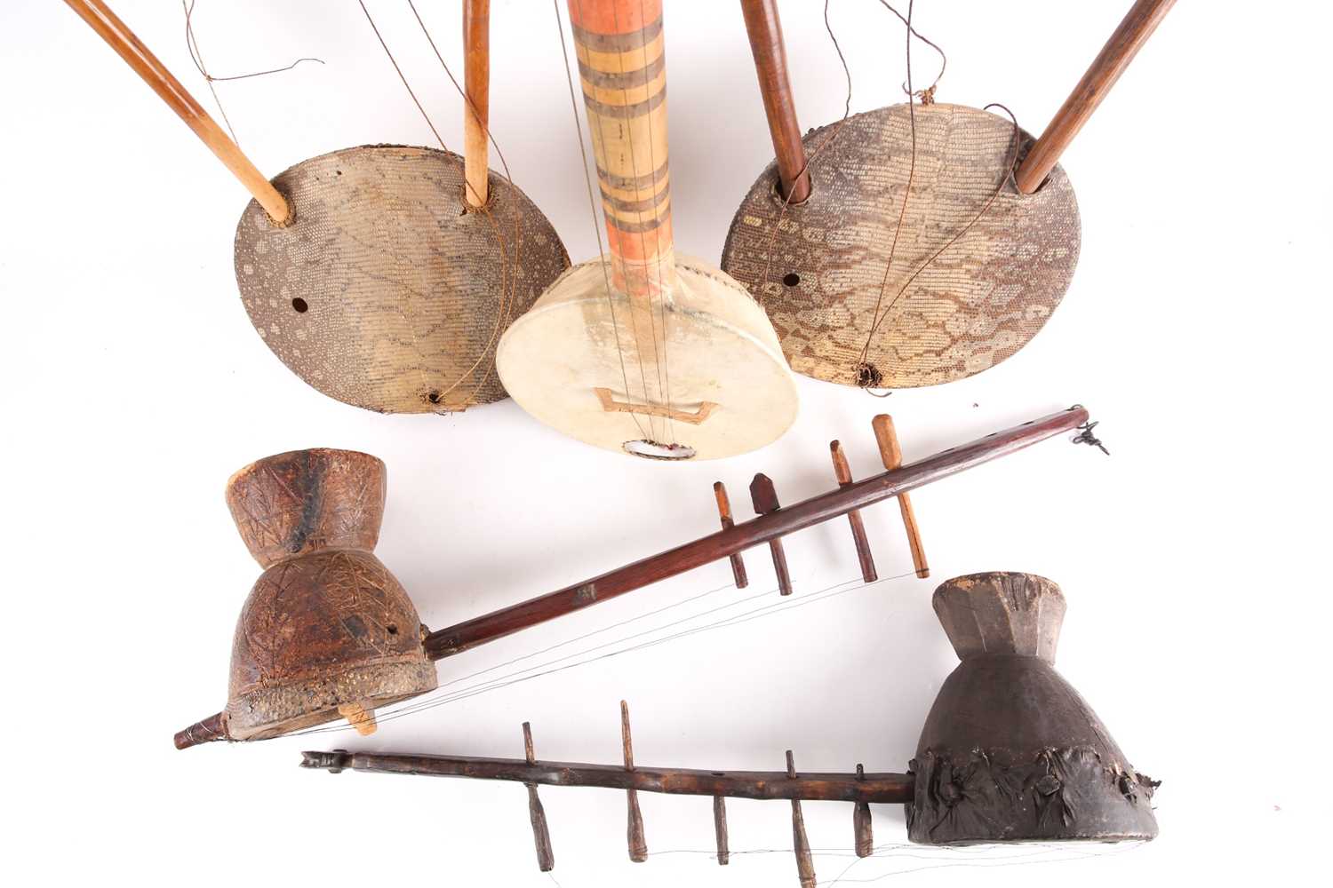 Lot 190 - Two Ugandan bowl lyres, Endongo, the bowls