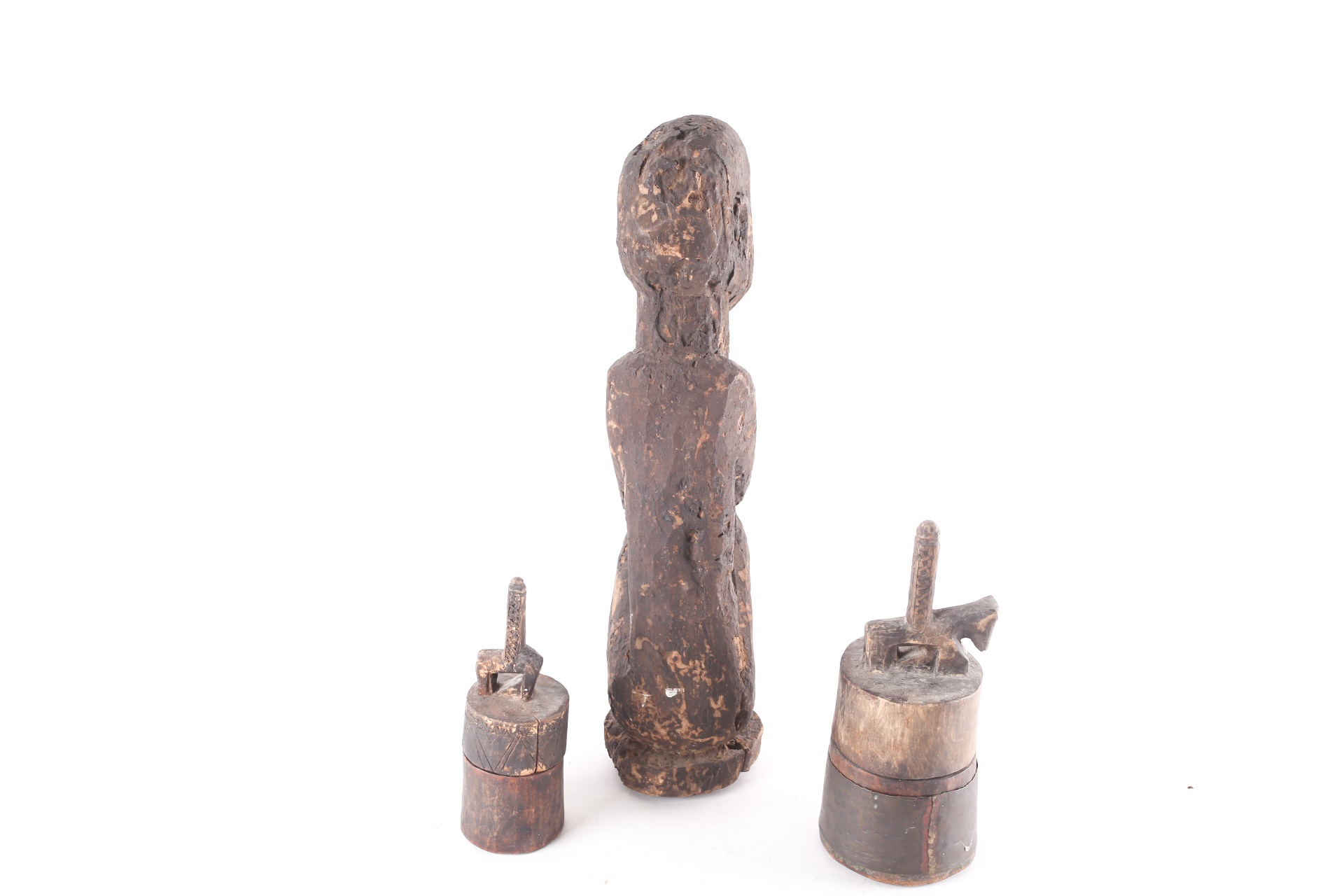 Lot 169 - A heavily encrusted Bonpo wood figure, Nepal,