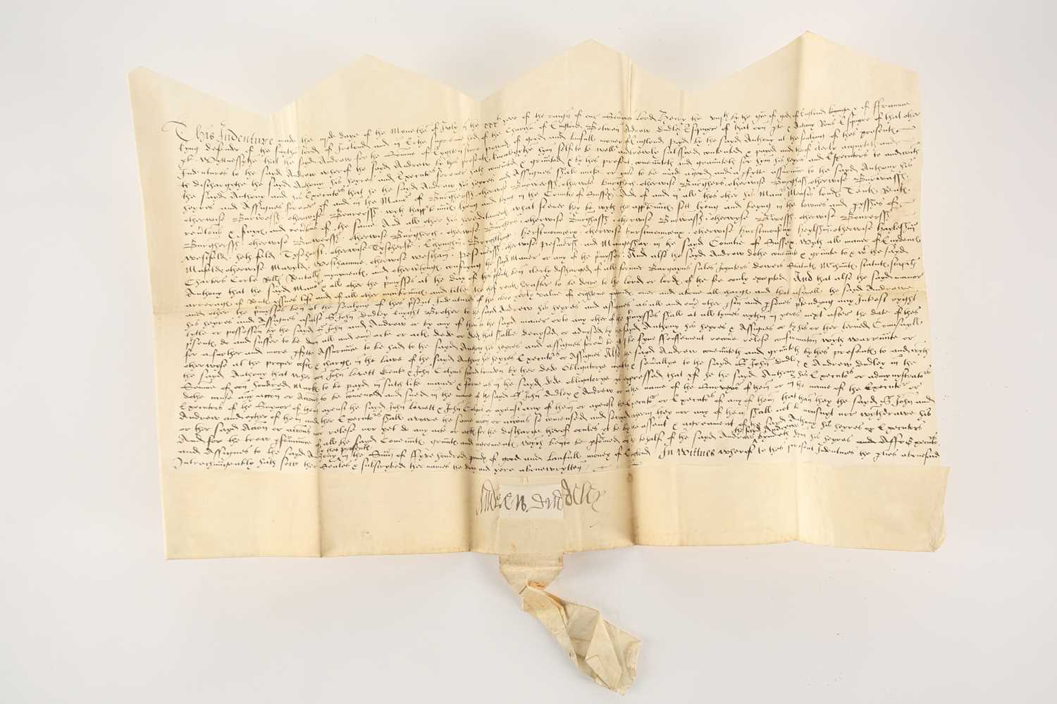 Lot 490 - A Tudor indenture manuscript on vellum,