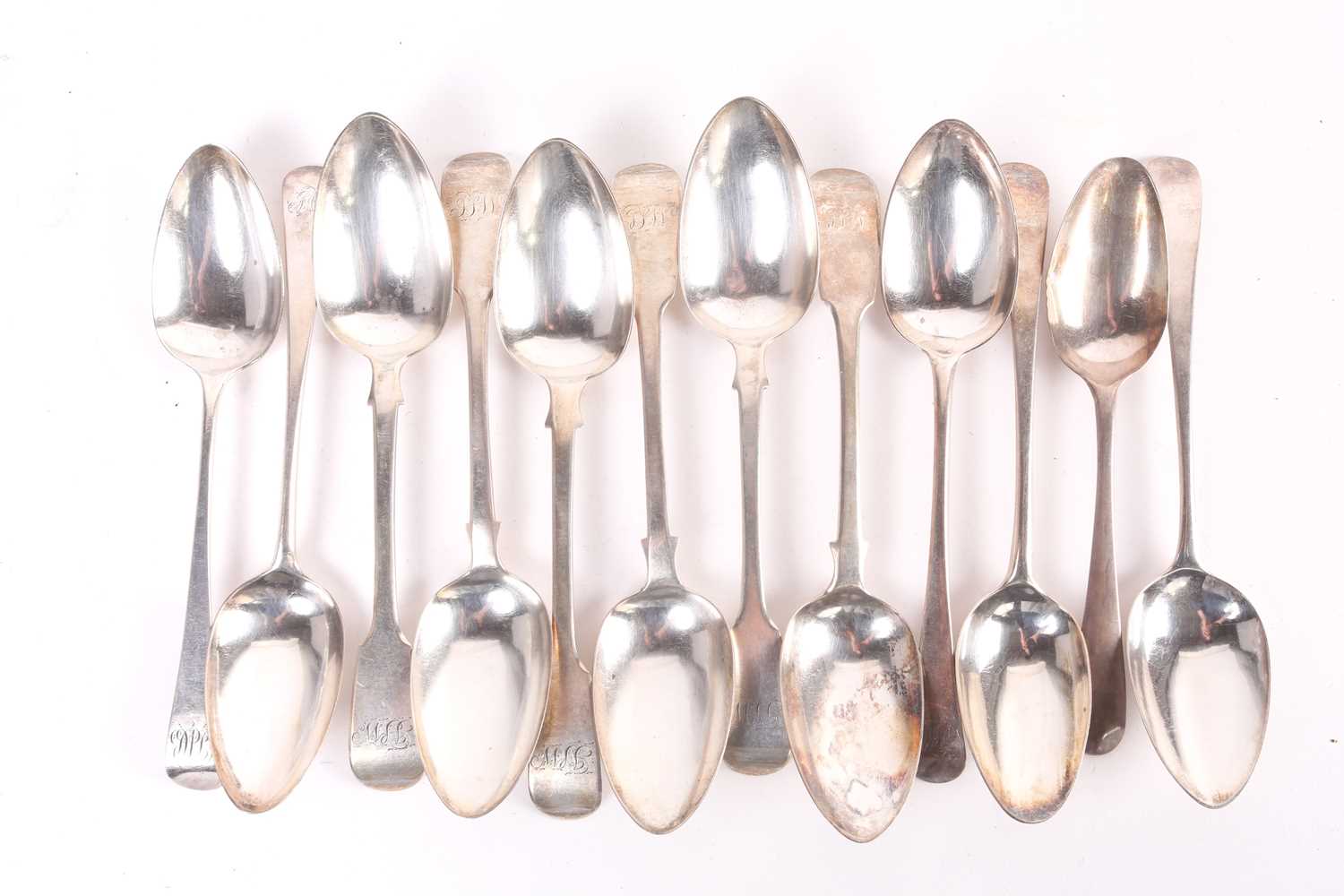 Lot 299 - A set of six Victorian fiddle pattern