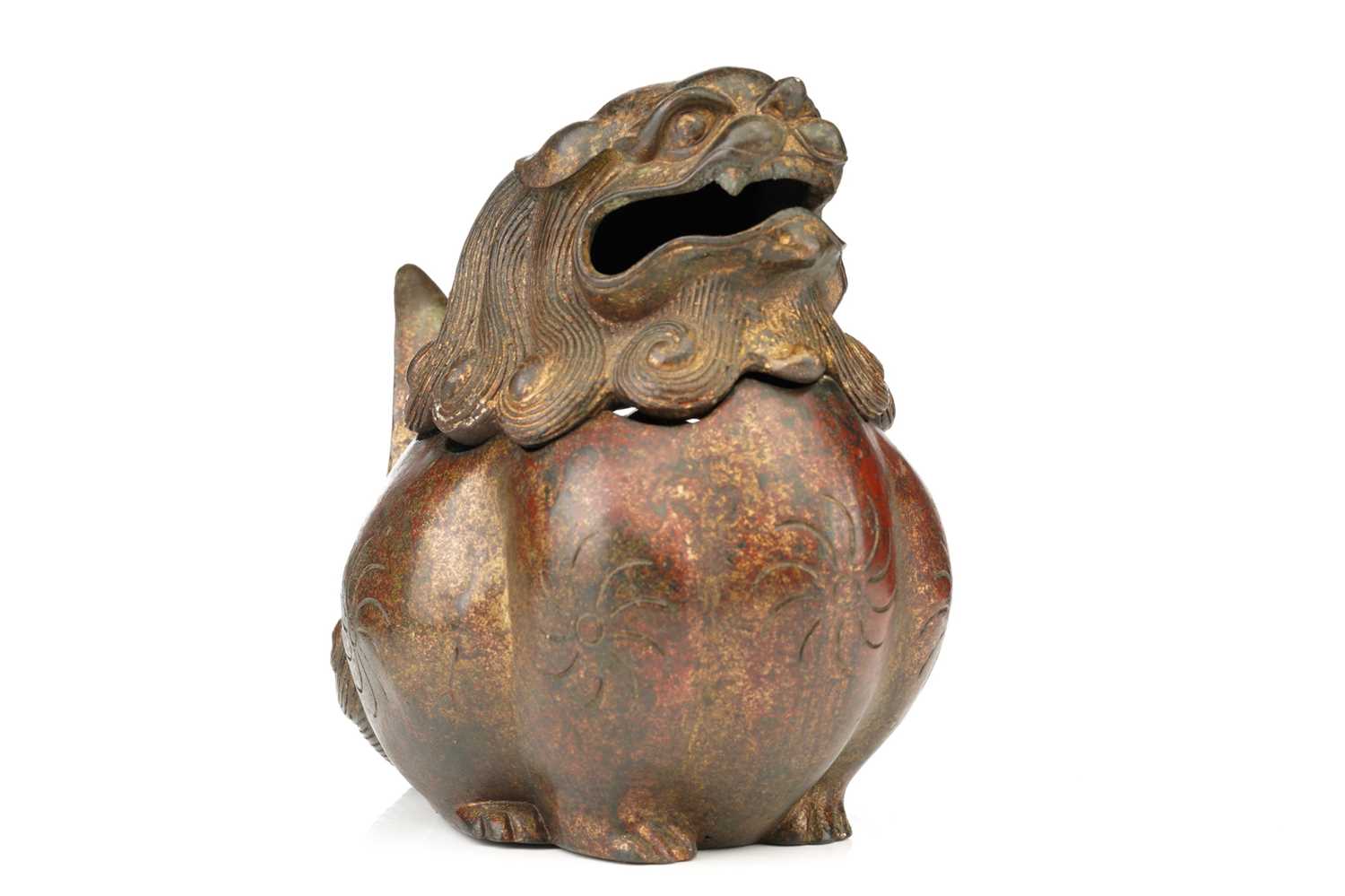 Lot 187 - A Chinese bronze censor in the form of a