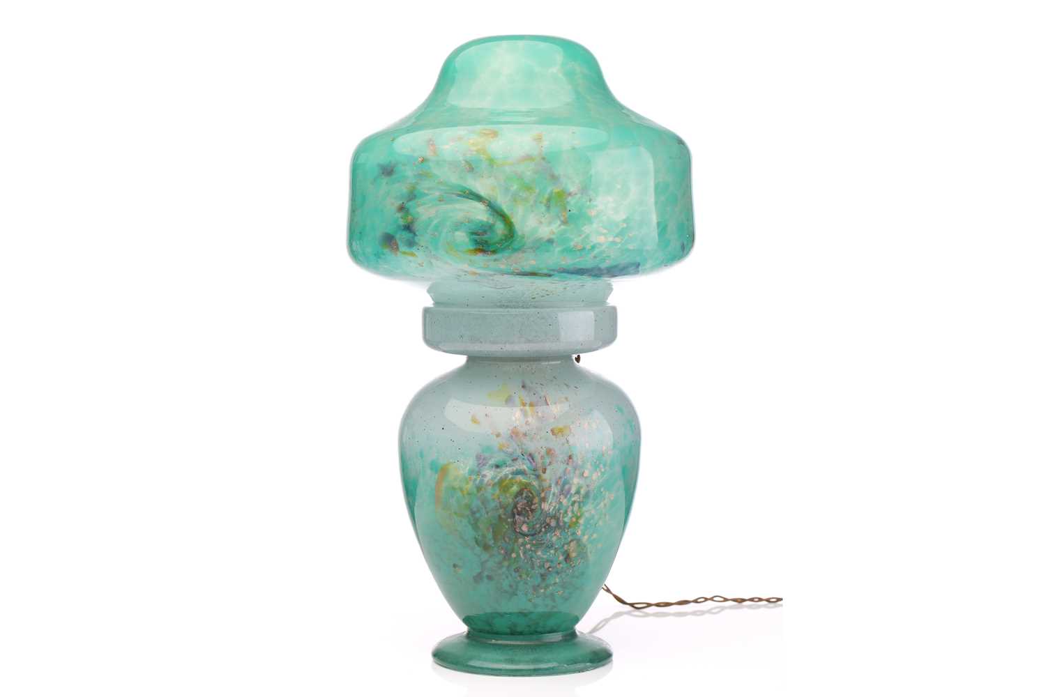 Lot 153 - A Monart table lamp and shade, of mushroom