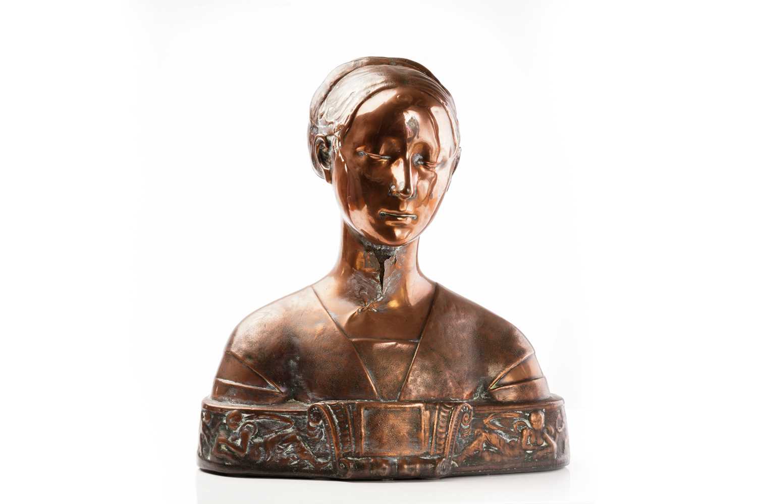 Lot 415 - Early 20th century copper covered bust of a