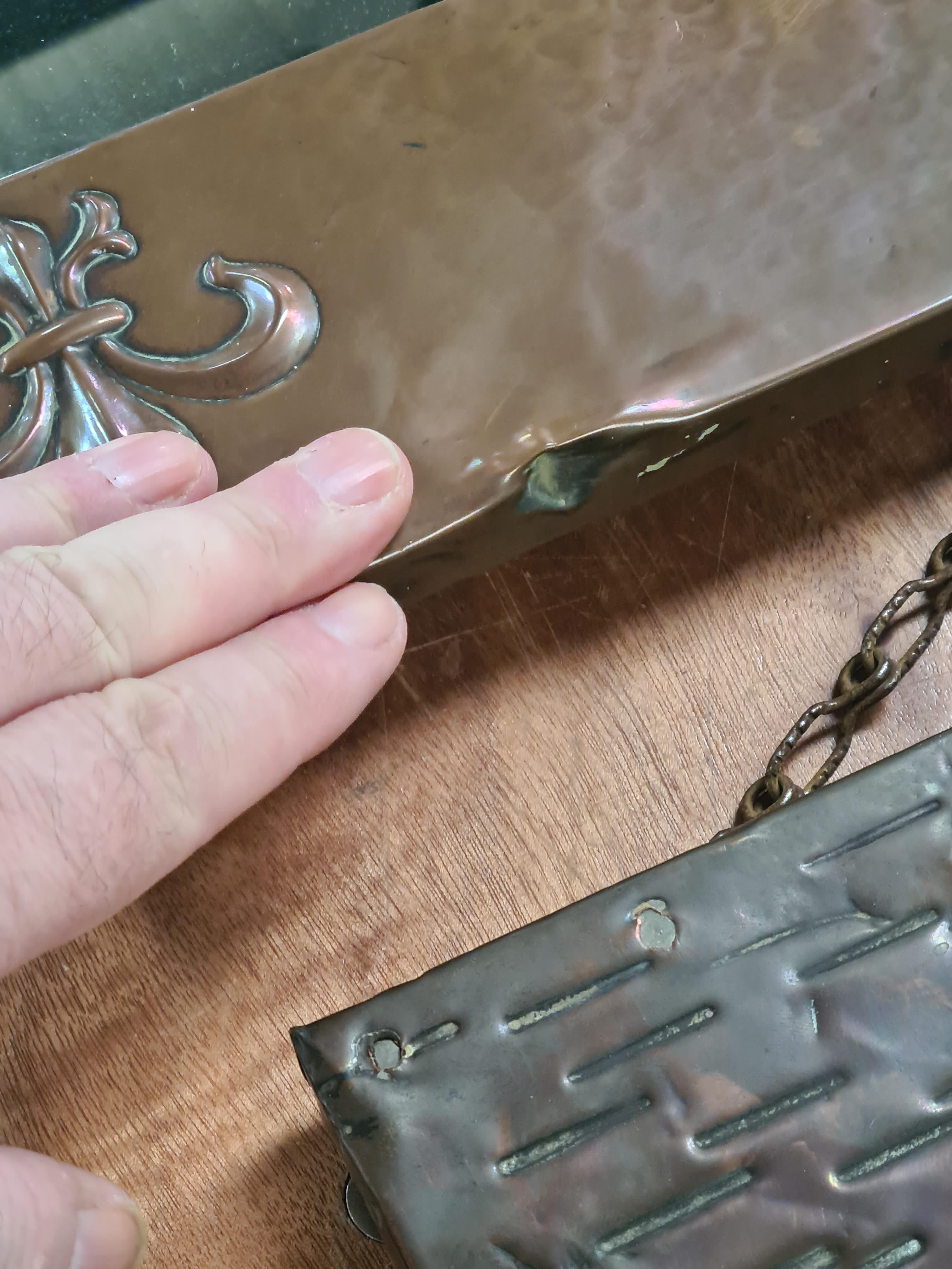 Lot 157 - An Arts & Crafts beaten copper rectangular