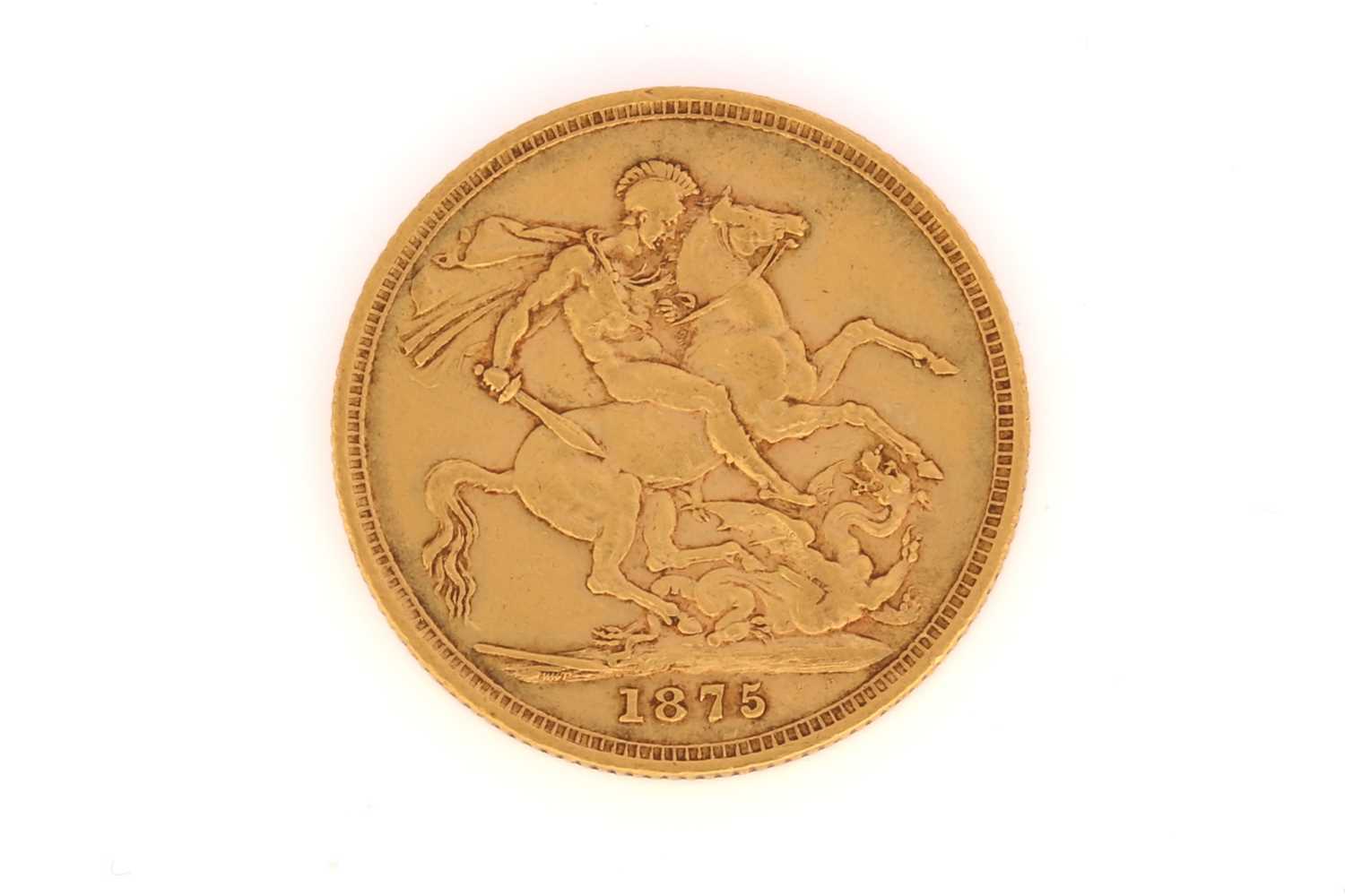 Lot 345 - A Victorian full sovereign, 1875, 7.9grams.