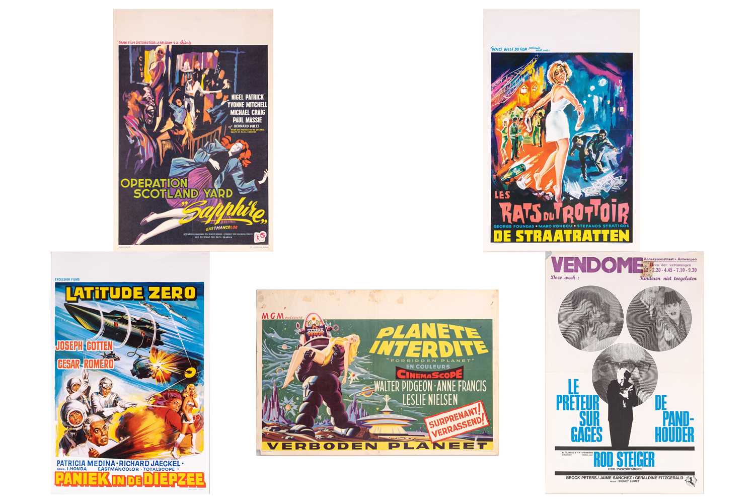 Lot 409 - Five Belgian film posters / lobby cards,
