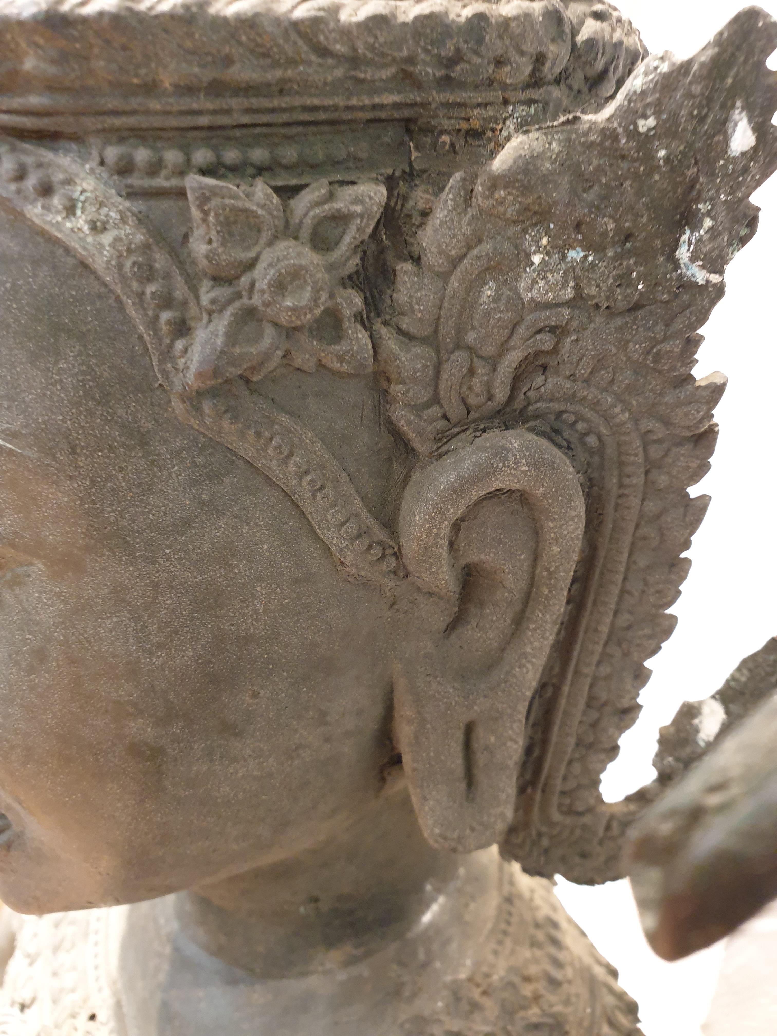 Lot 254 - A large Thai bronze figure of Vishnu,