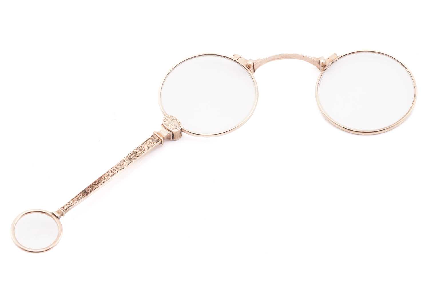 Lot 128 - A pair of Edwardian gold mounted lorgnettes,