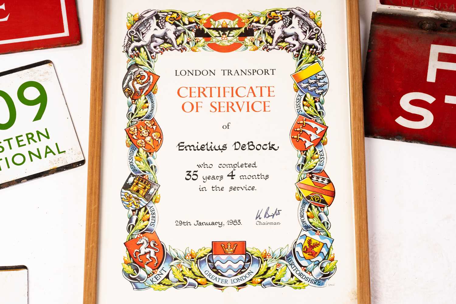 Lot 403 - Two vintage cast iron Bus Stop signs, the