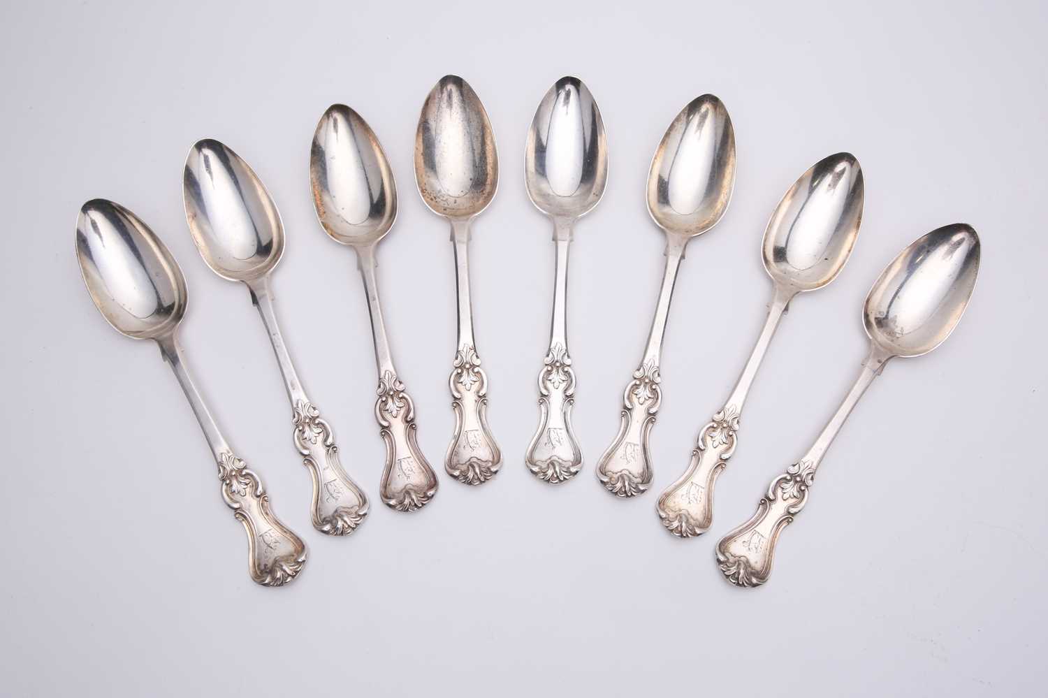 Lot 348 - A set of eight Victorian silver table spoons,