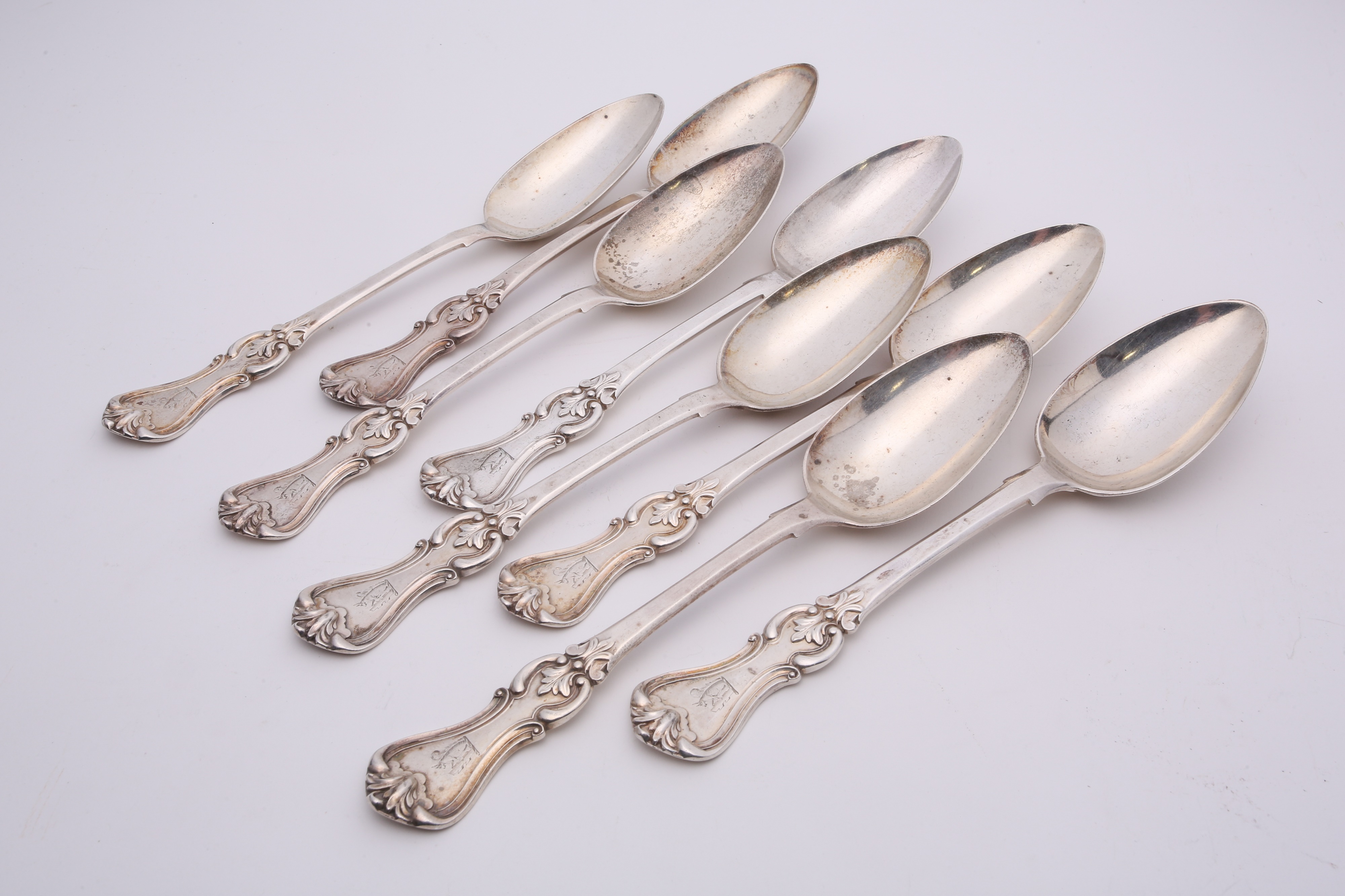 Lot 348 - A set of eight Victorian silver table spoons,
