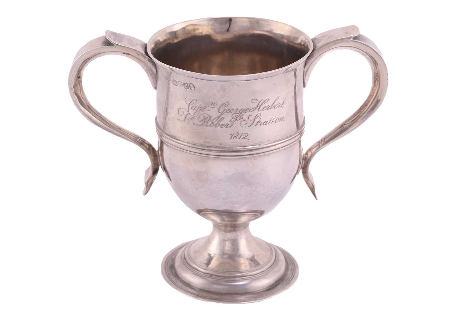 Lot 467 - A George III two handled cup; inverted bell