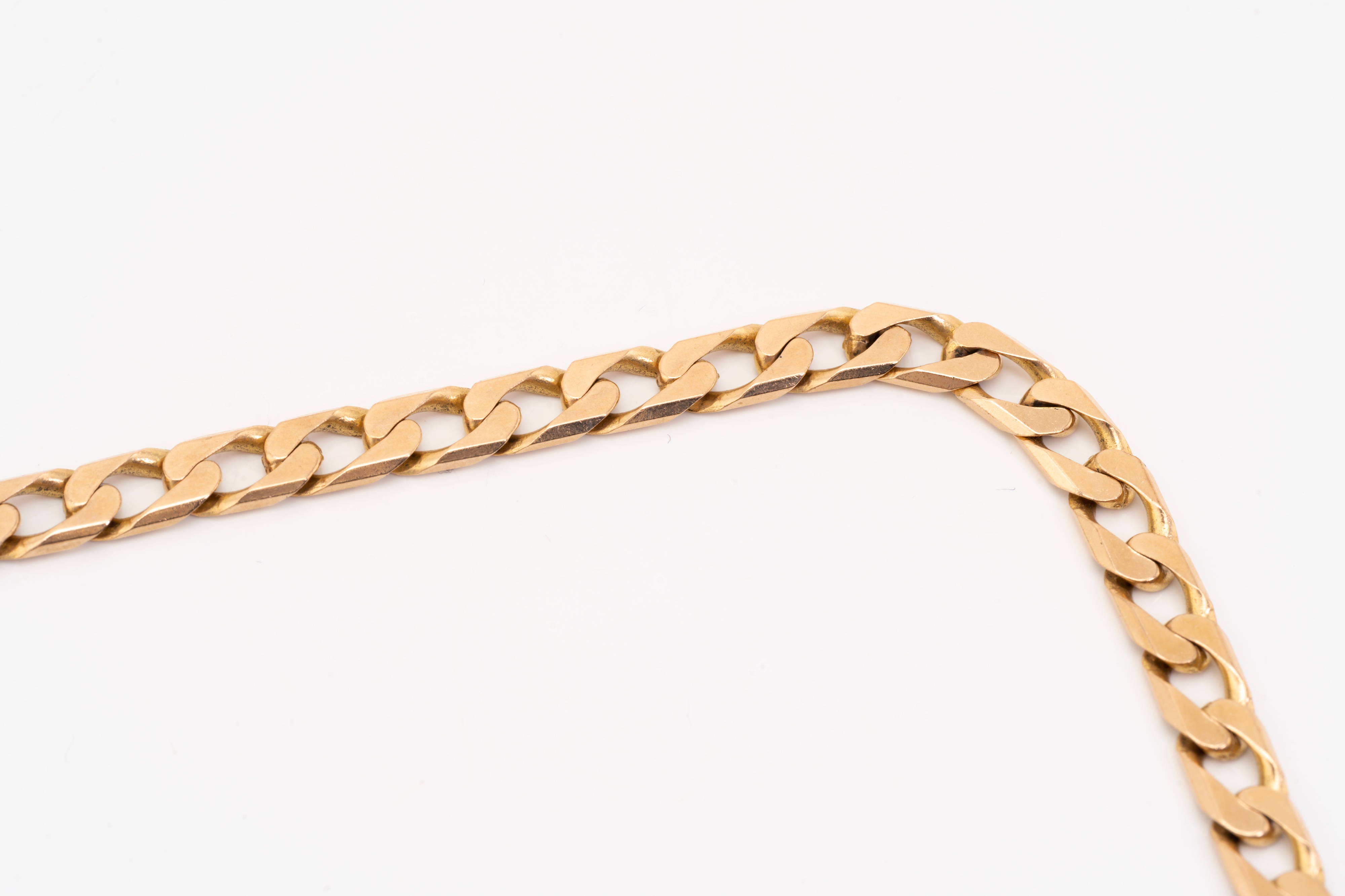 Lot 159 - A 9ct gold flat angular curb link chain,