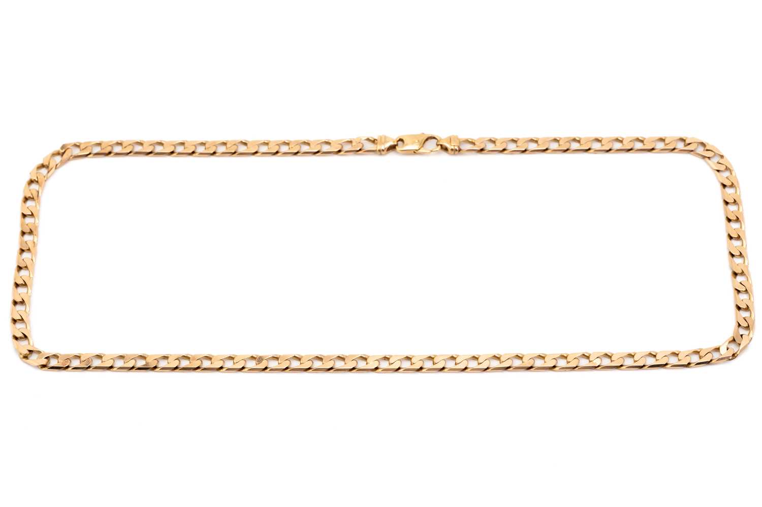 Lot 159 - A 9ct gold flat angular curb link chain,