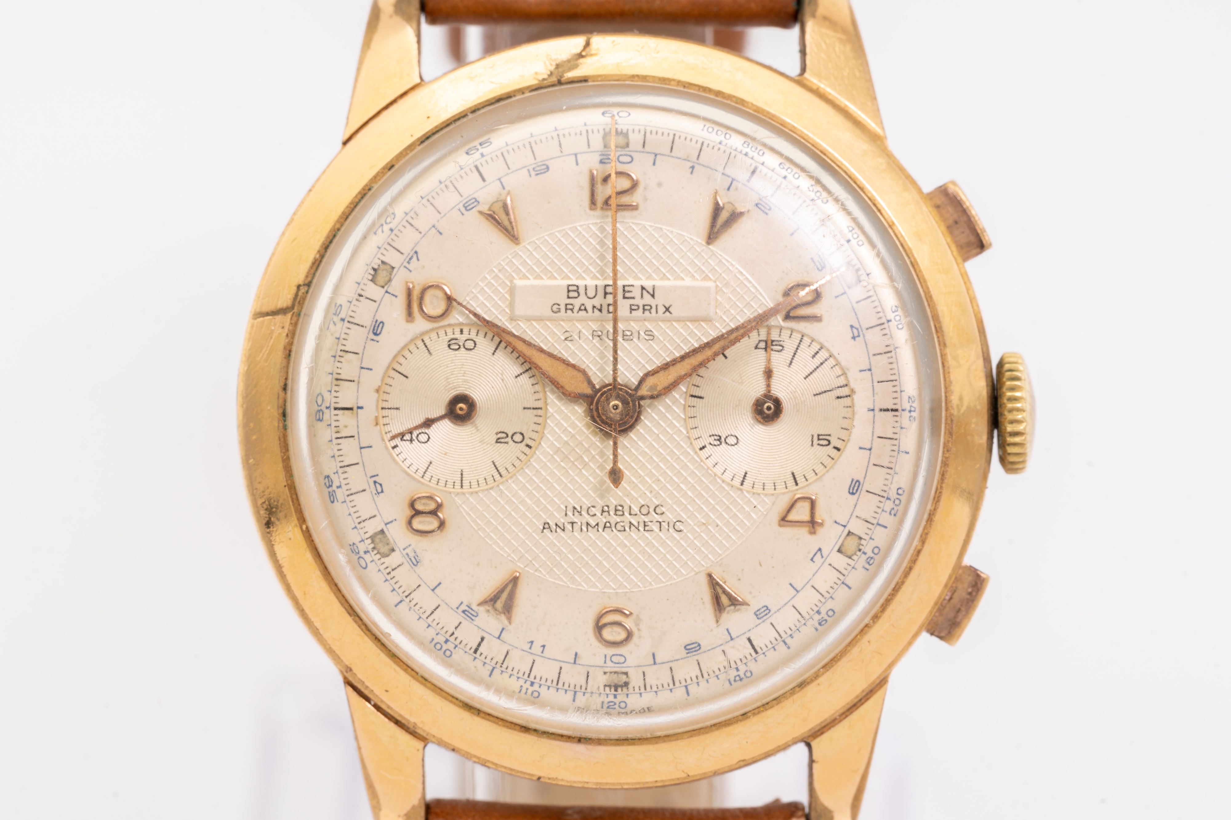 Lot 371 - A Buren Grandprix chronograph watch,