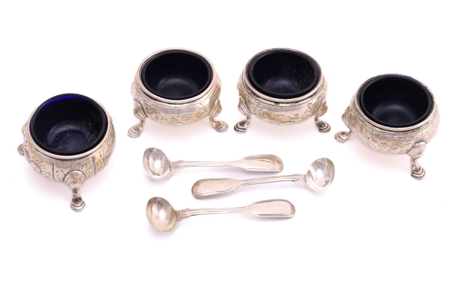 Lot 473 - A set of four Victorian silver salt cellars,