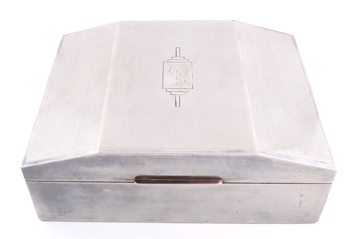 Lot 450 - A large white metal cigar box of rectangular