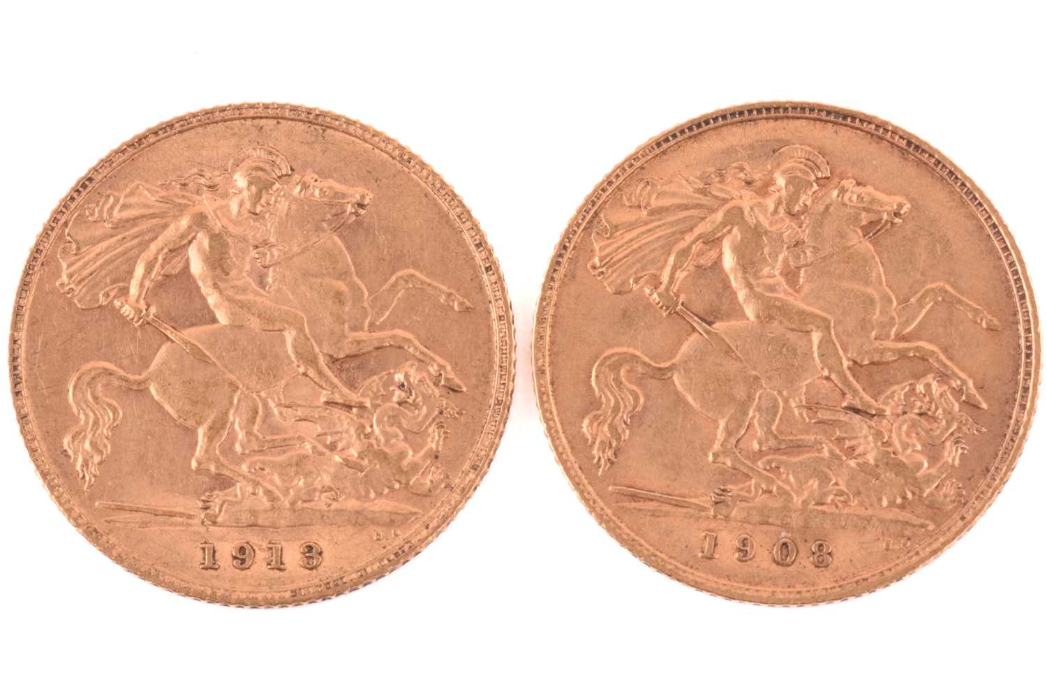 Lot 302 - Two half sovereigns one Edward VII 1908,