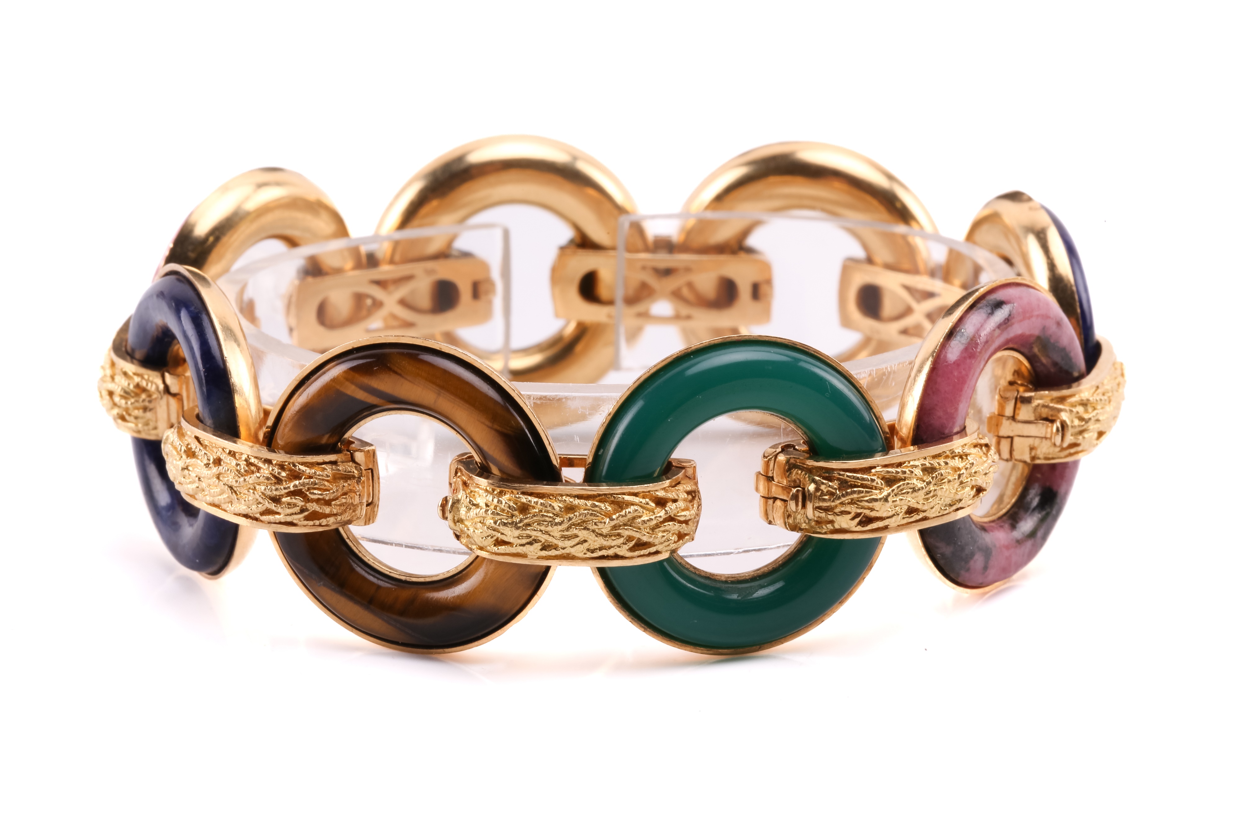 Lot 1 - A French multi-gemstone modular bracelet and