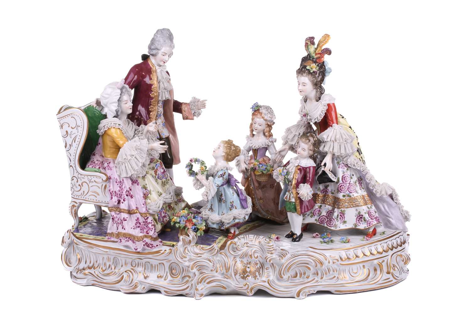 Lot 201 - A large continental porcelain figure group