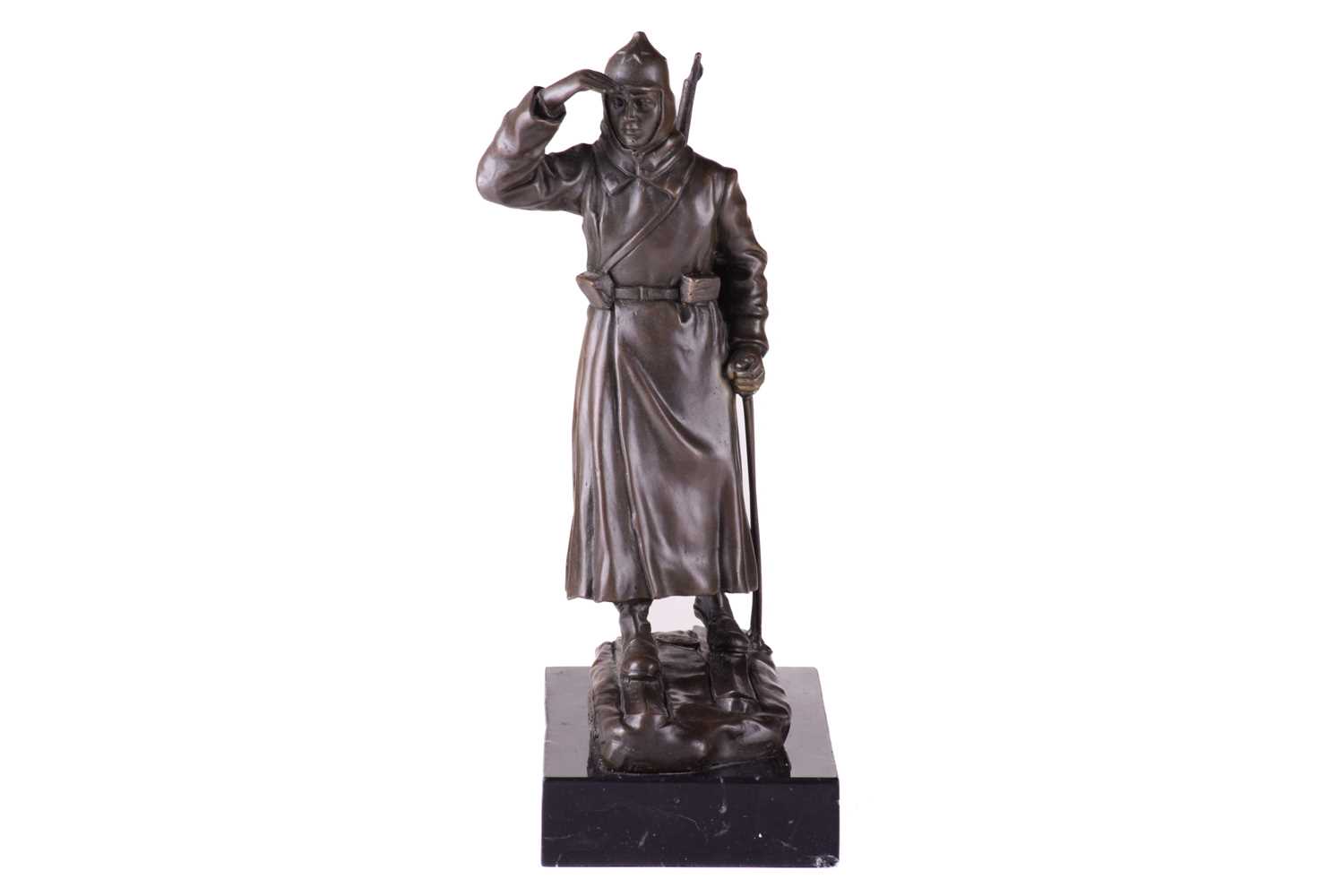 Lot 181 - A Soviet bronze figure of a frontier guard